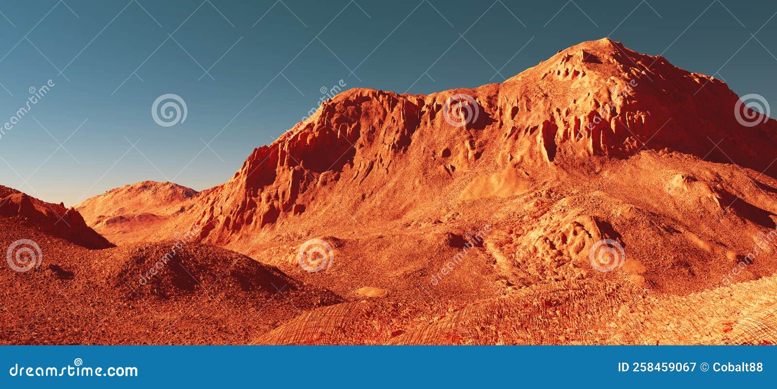 Mars Planet Landscape, 3d Render of Imaginary Mars Planet Terrain Stock ...