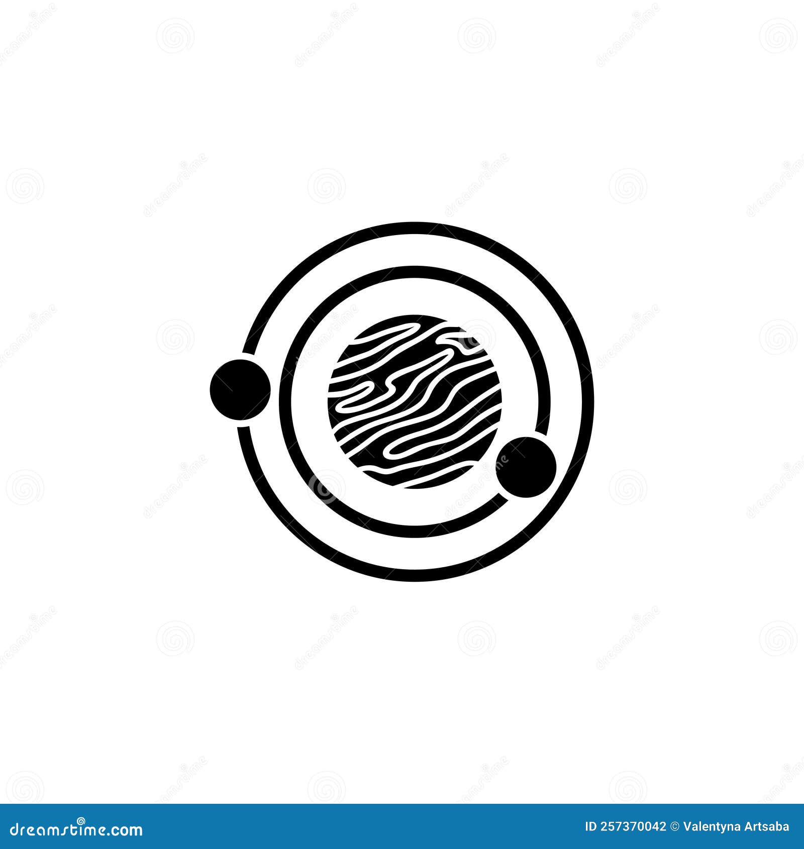 Mars Planet With Moons Phobos And Deimos. Flat Vector Icon Illustration ...