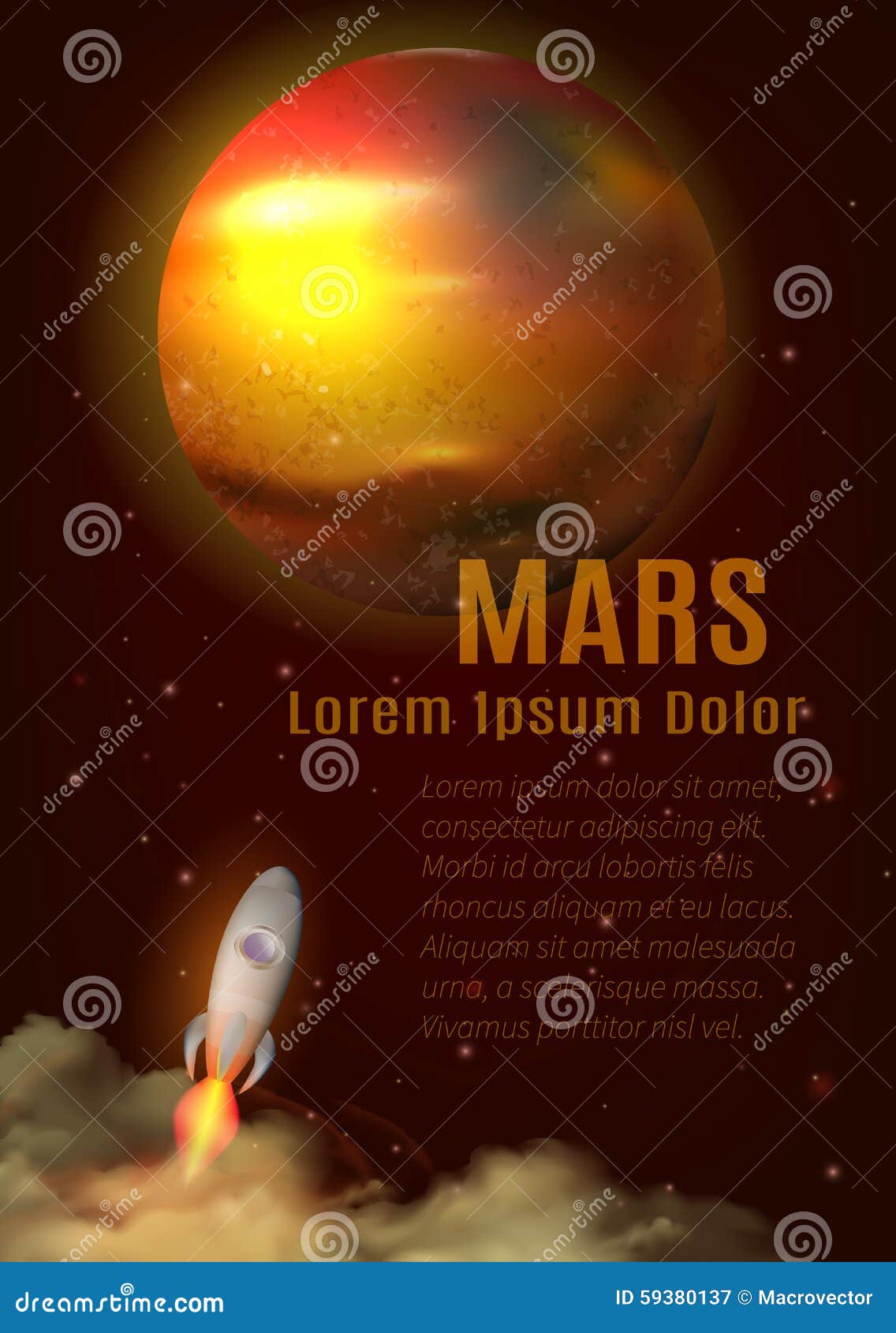 Mars Planet Poster stock vector. Illustration of background - 59380137