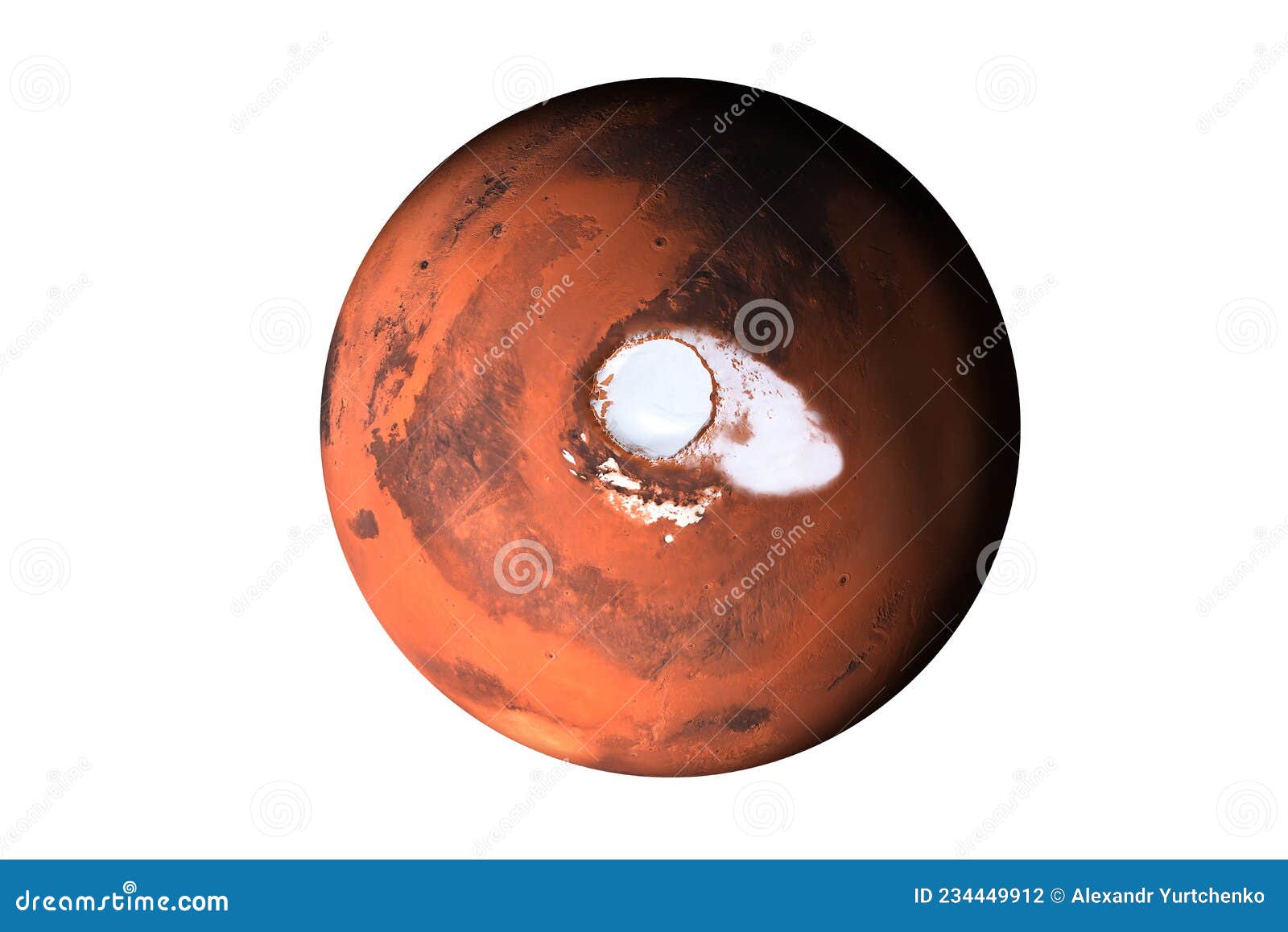 Mars Planet of Solar System North Pole Closeup Isolated Stock Illustration - Illustration of ...