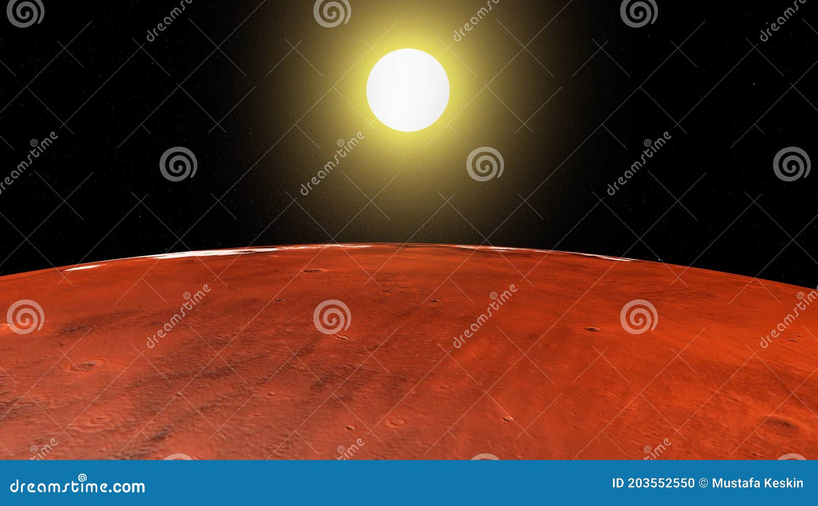 Mars planet and sun stock photo. Image of light, galaxy - 203552550