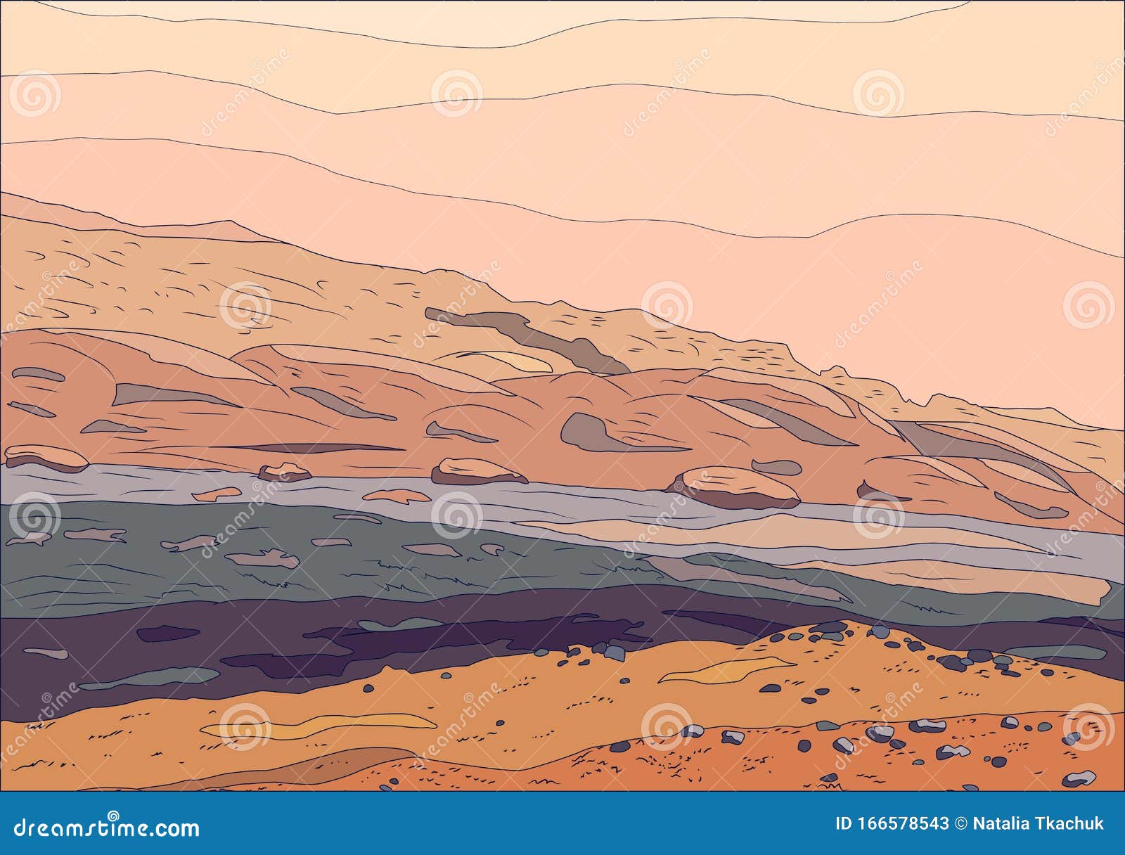 Mars Planet Surface Close Up, Vector Illustration Stock Vector ...