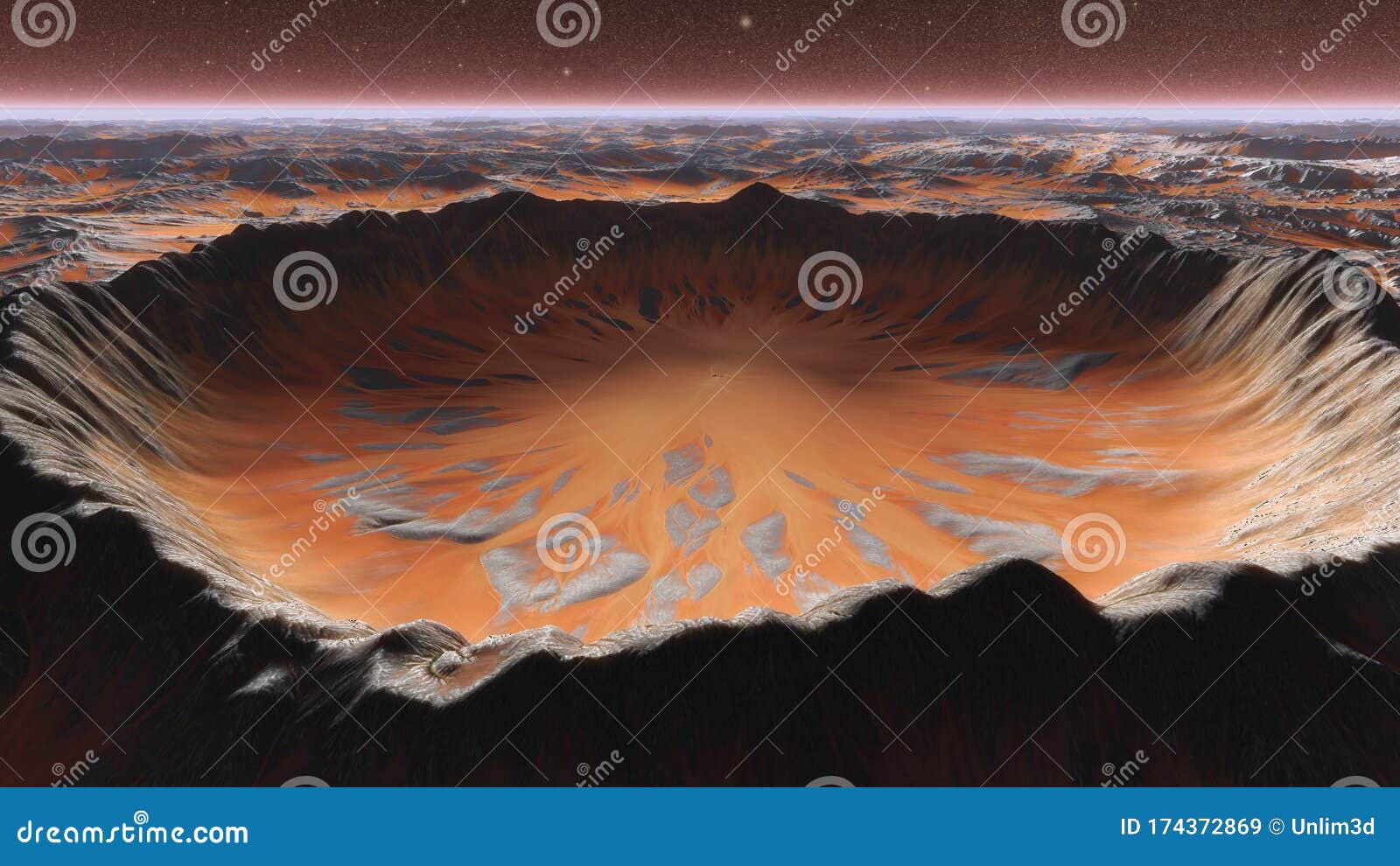 Mars Planet Surface with Dust Blowing. 3d Illustration Stock ...
