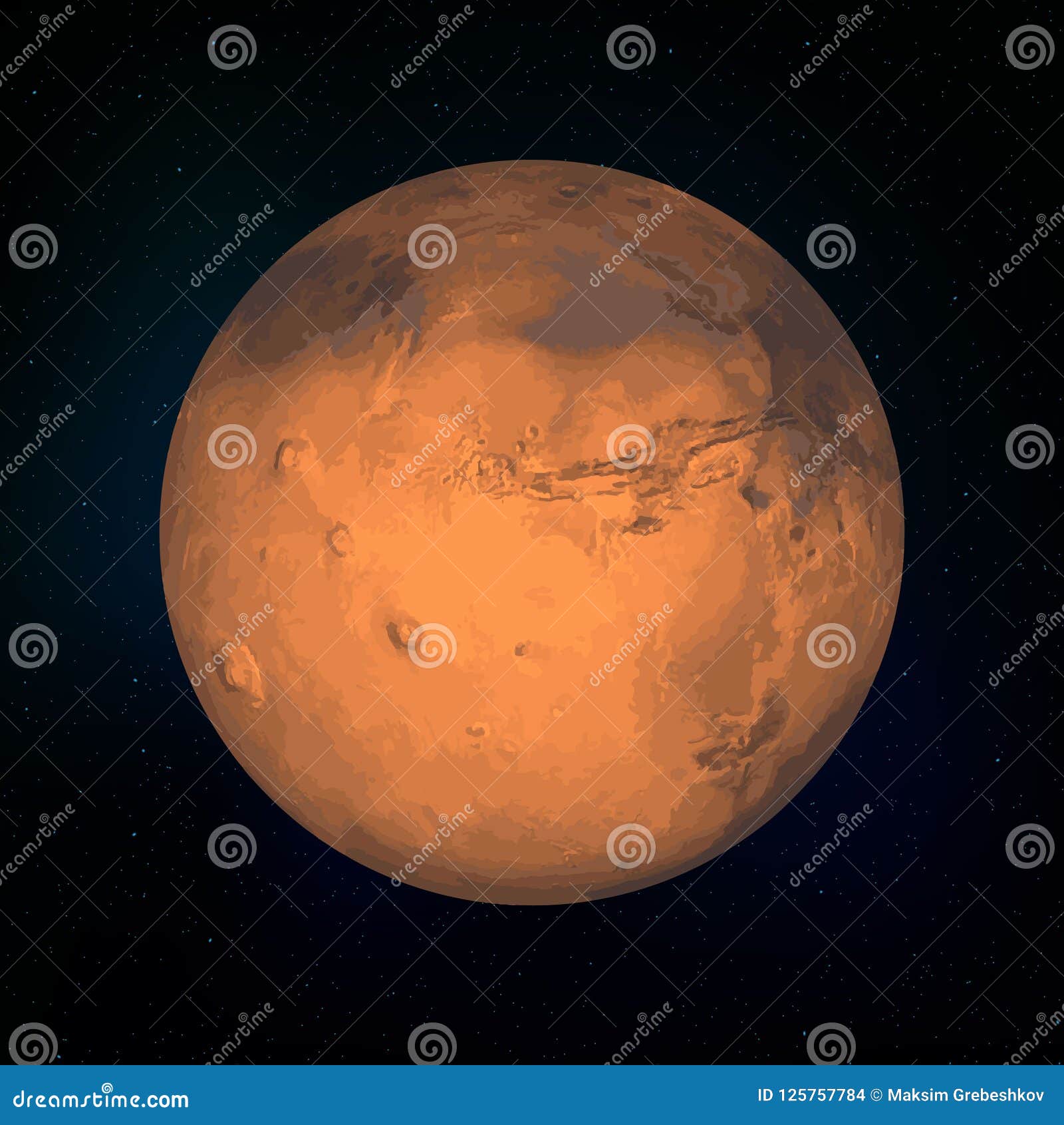 Mars realistic Planet stock vector. Illustration of explore - 125757784