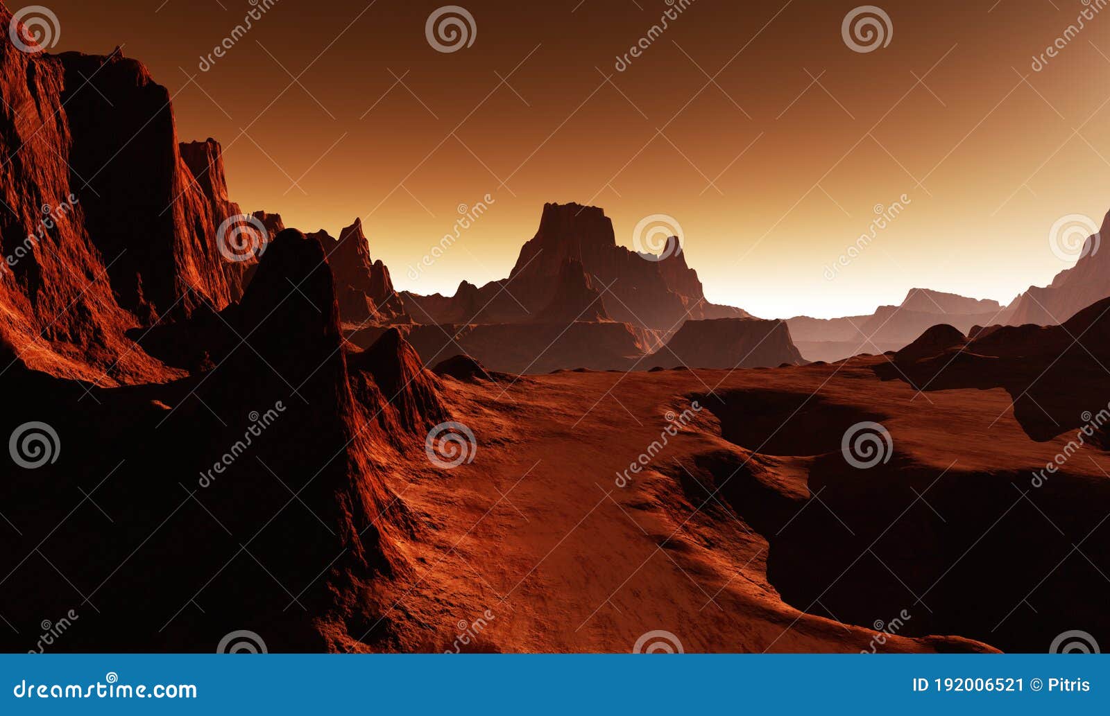 Mars - the Red Planet. Cold Desert on Mars Stock Illustration ...