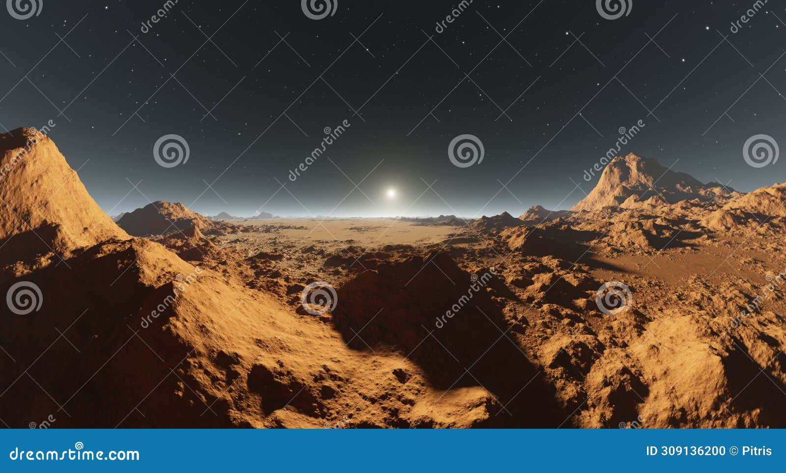 Mars - the Red Planet. Martian Surface and Dust in the Atmosphere Stock ...