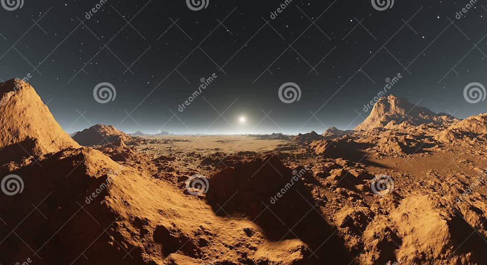 Mars - the Red Planet. Martian Surface and Dust in the Atmosphere Stock ...