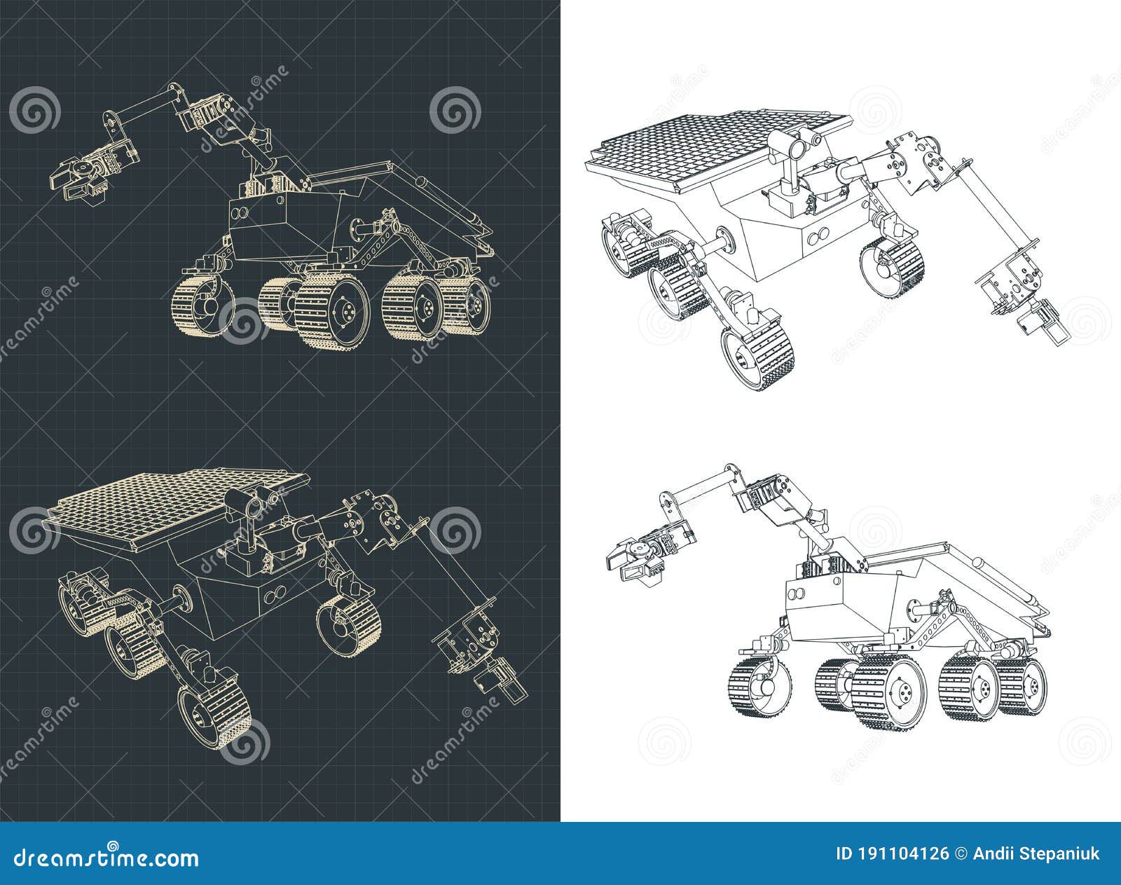 Mars Rover, Robotic Autonomous Vehicle Isolated On White Background, 3D ...