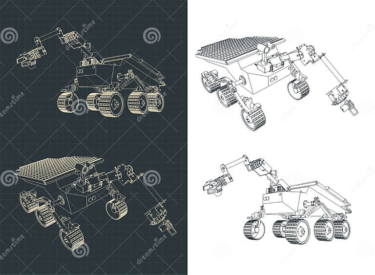 Mars rover blueprints stock vector. Illustration of planet - 191104126