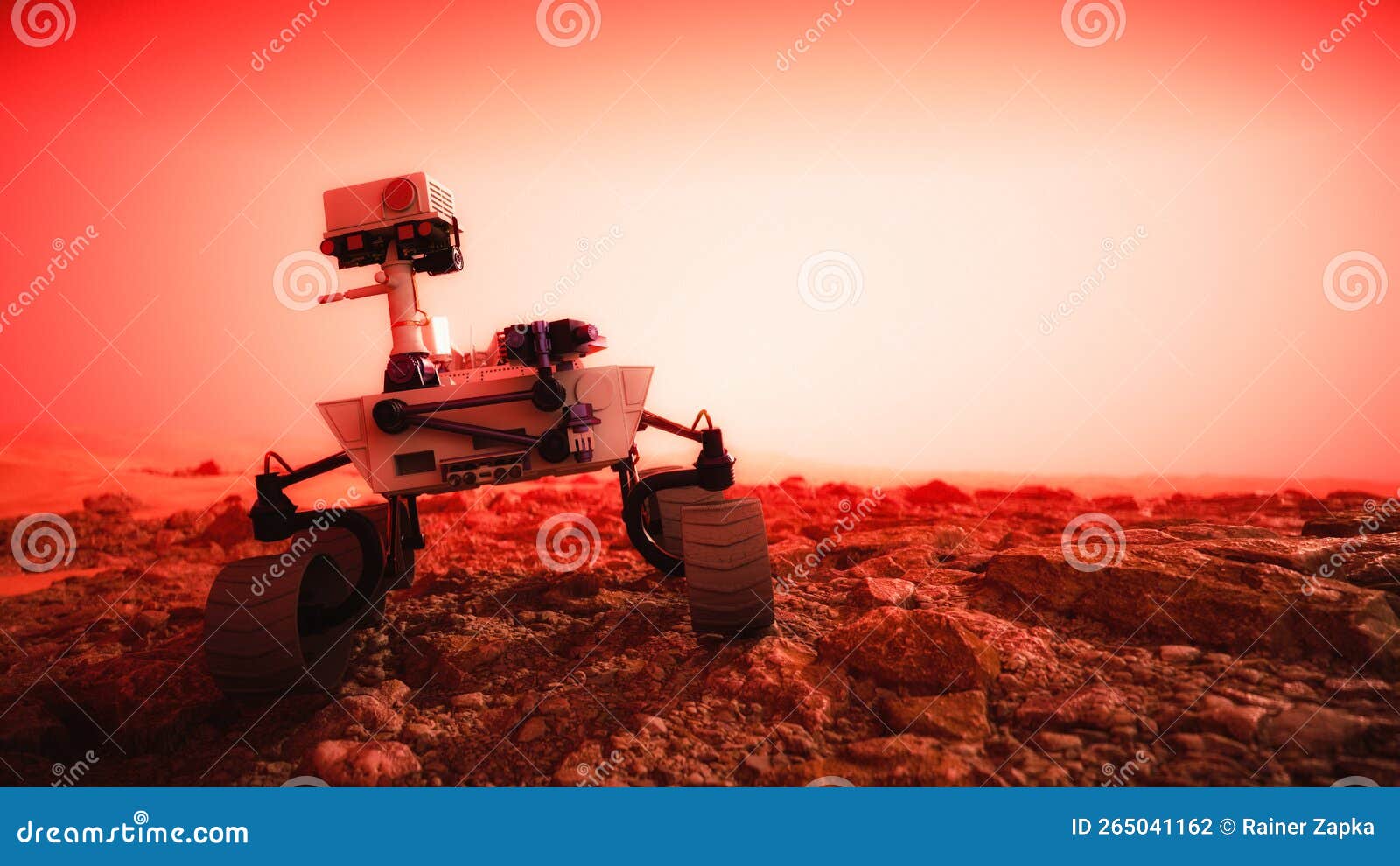 A Mars Rover Explores the Red Planet Stock Illustration - Illustration ...