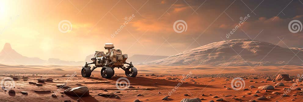 Mars Rover Exploring the Martian Surface, Collecting Samples and ...