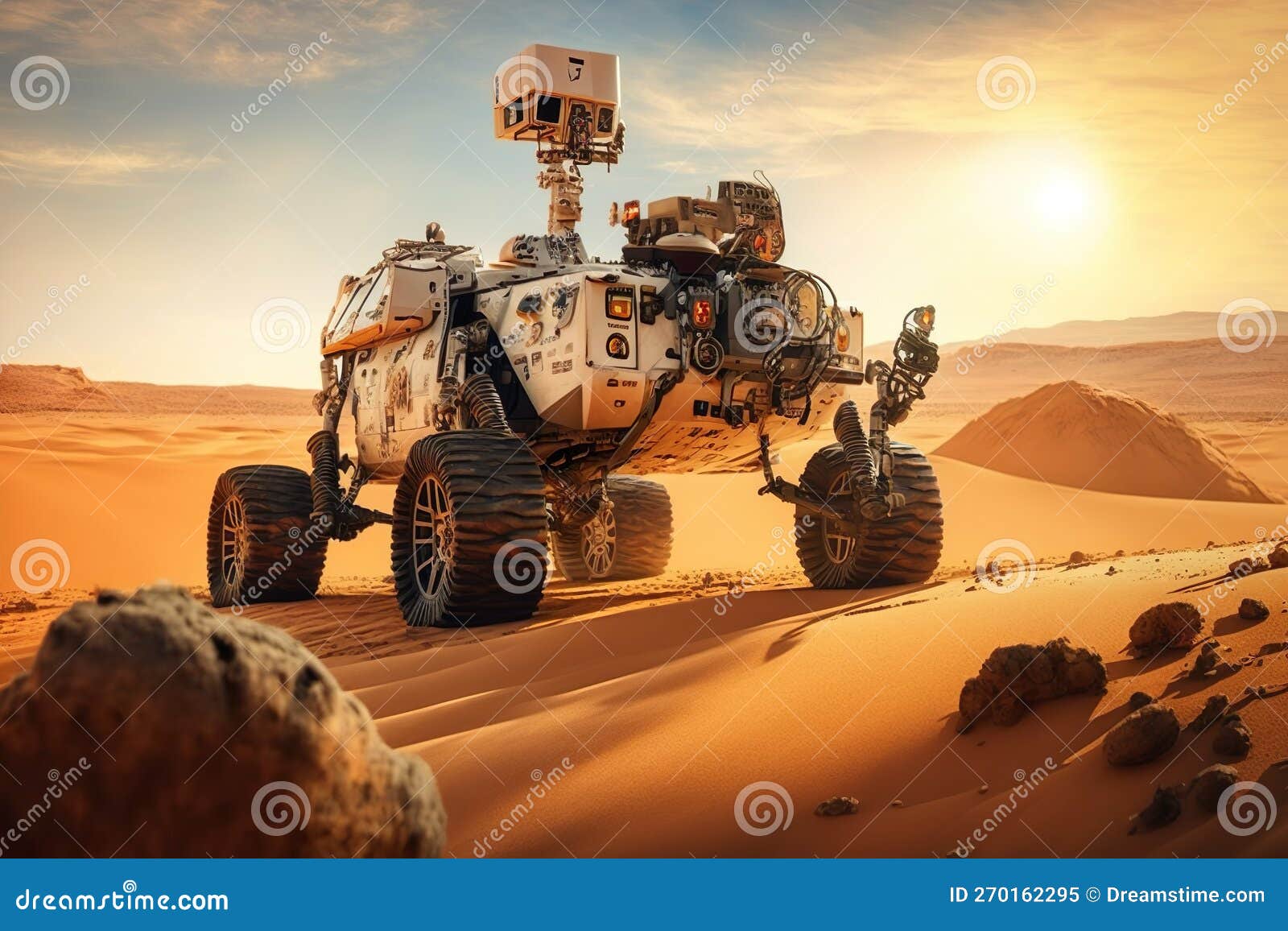Mars Rover Exploring the Surface of the Red Planet. Generative AI Stock ...