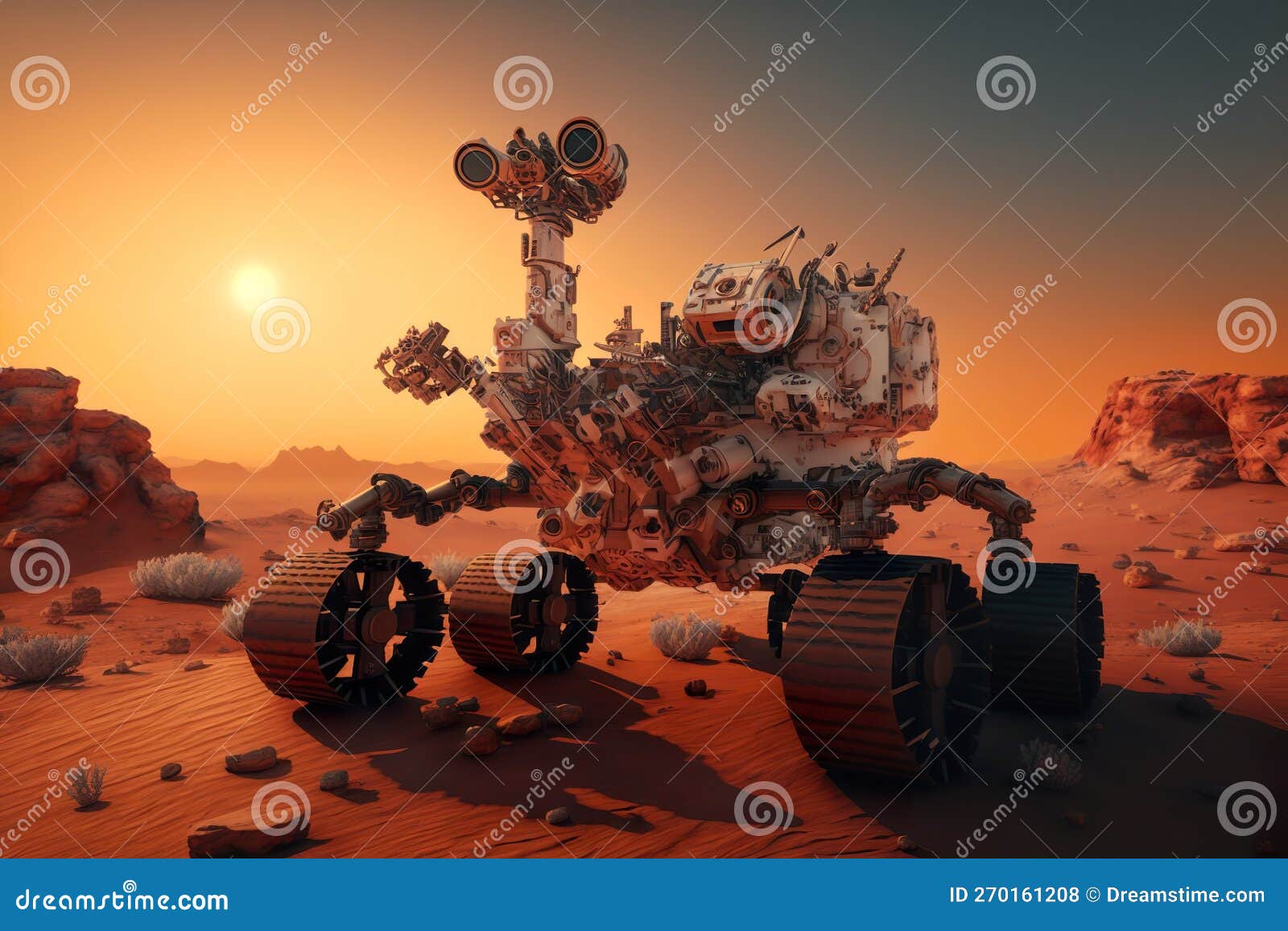 Mars Rover Exploring the Surface of the Red Planet. Generative AI Stock Photo - Image of mission ...