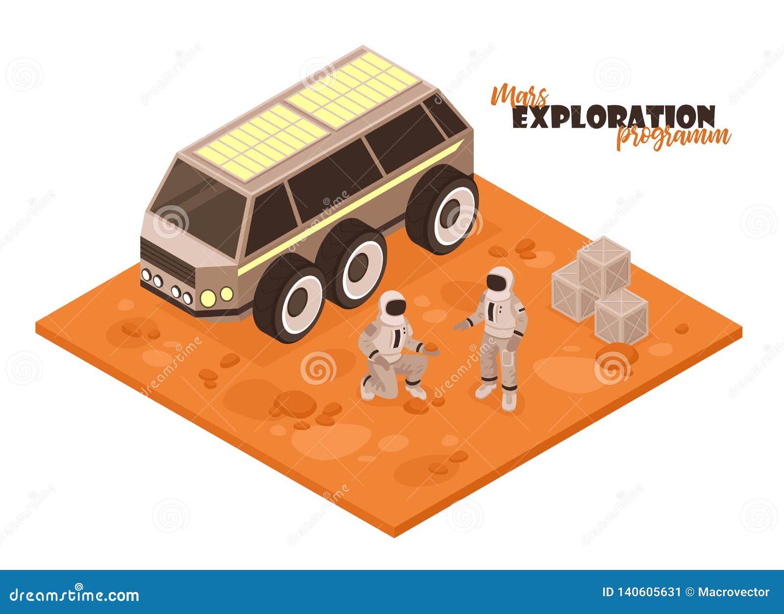 Mars Rover Isometric Background Stock Vector - Illustration of ...