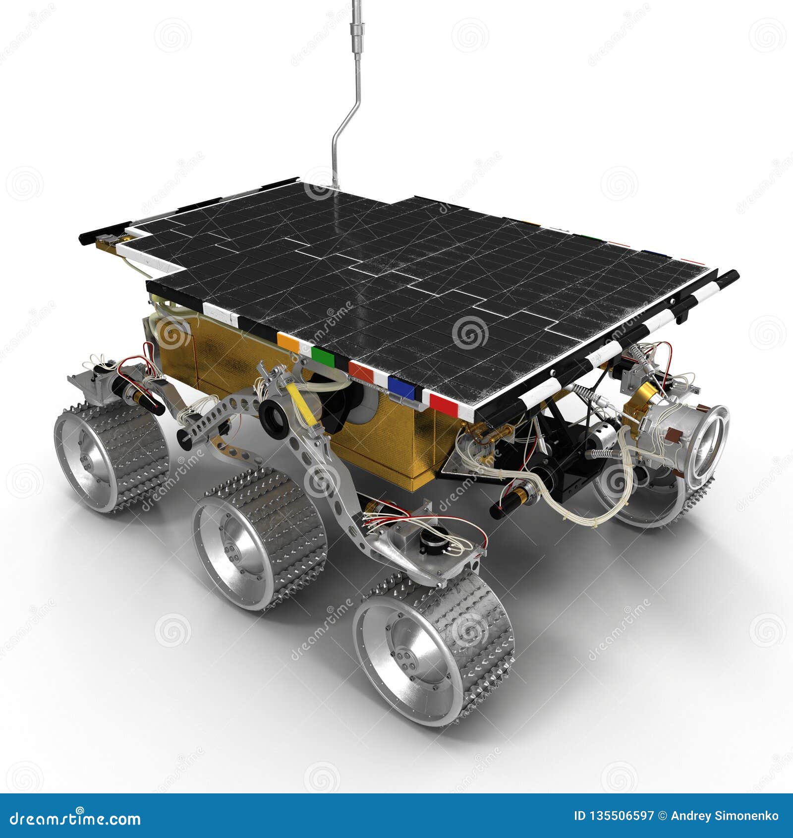 Mars Rover Sojourner 3D Illustration on White Background Stock ...