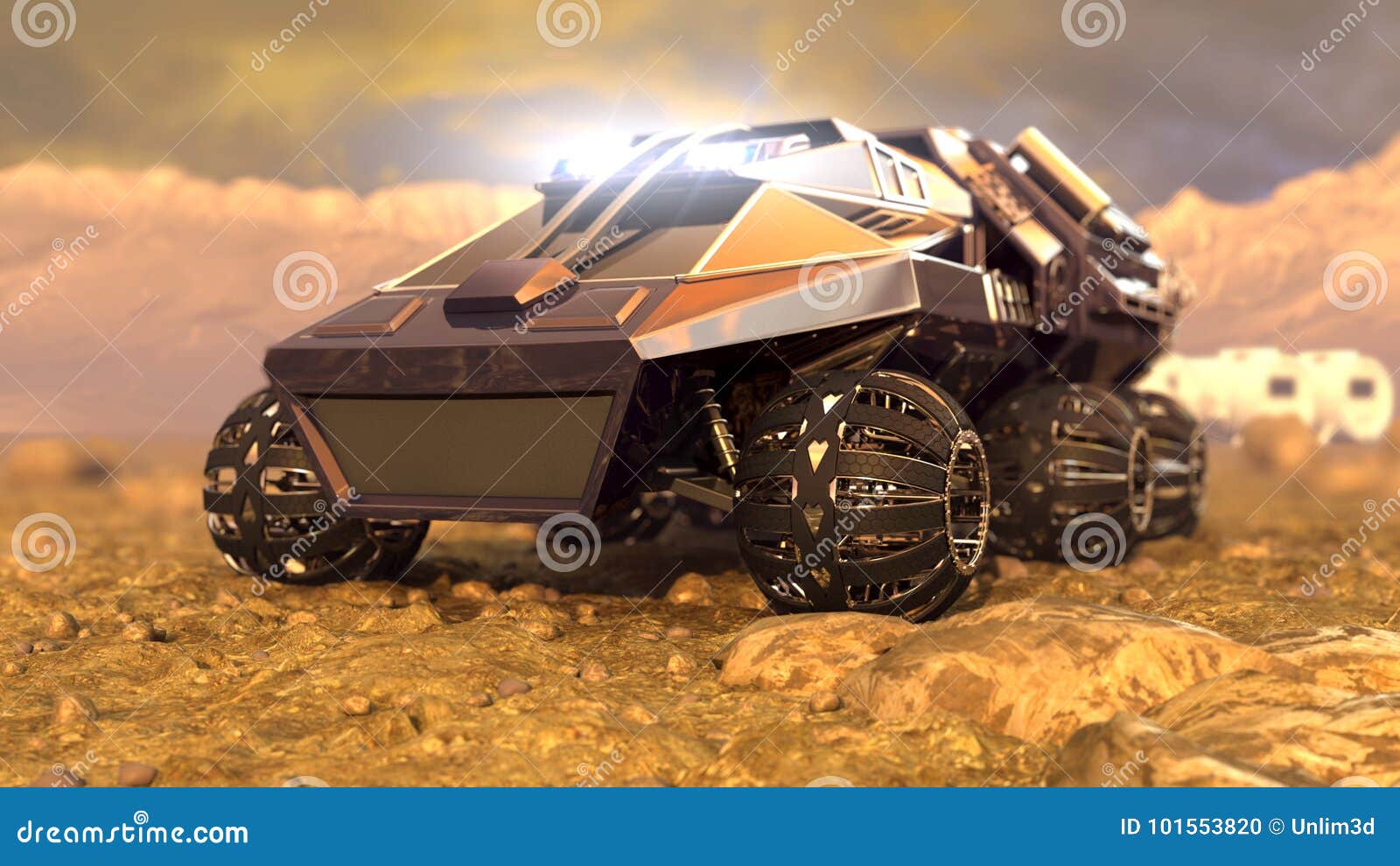 Mars Rover Space Travel. 3D Rendering Stock Illustration - Illustration ...
