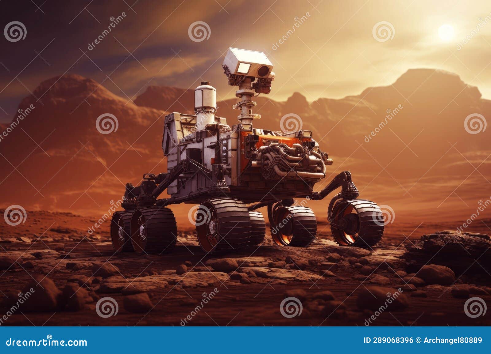 Mars Rover on the Surface of the Red Planet. Generative AI Stock Photo ...