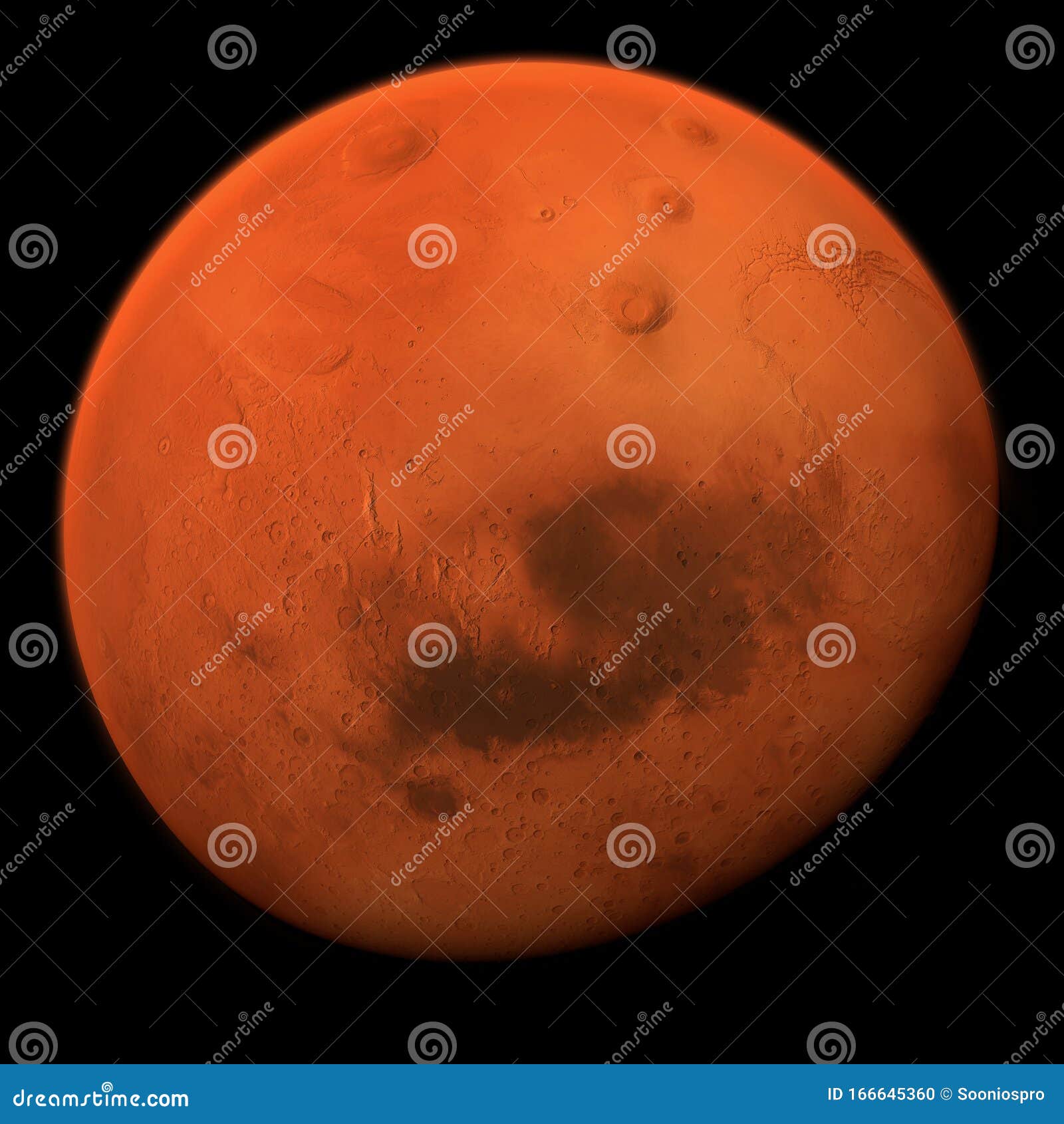 Mars with a Shadow at the Bottom of the Planet Stock Photo - Image of ...