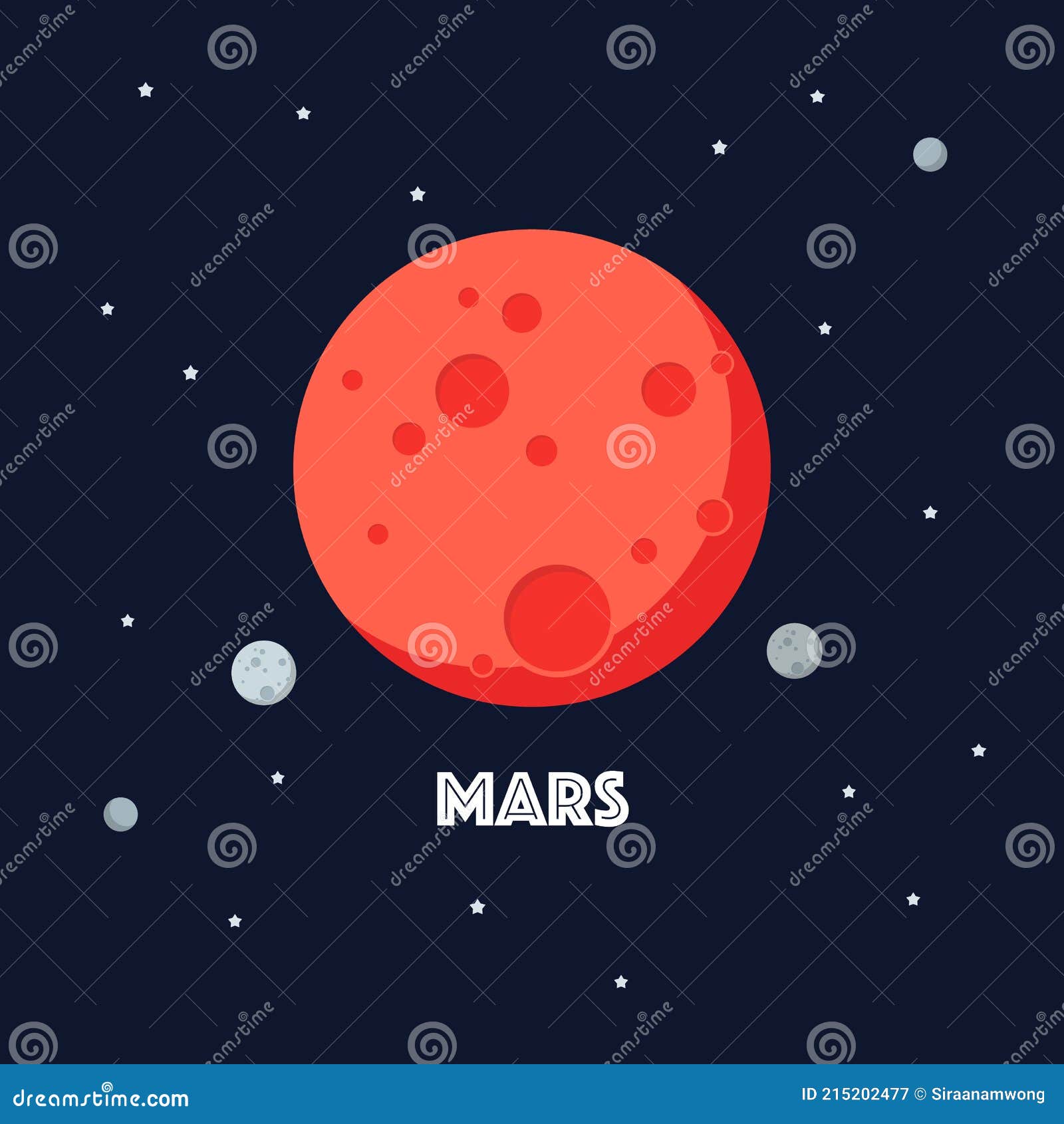 Mars on Space Background. Star and Planets on Galaxy Background Stock ...