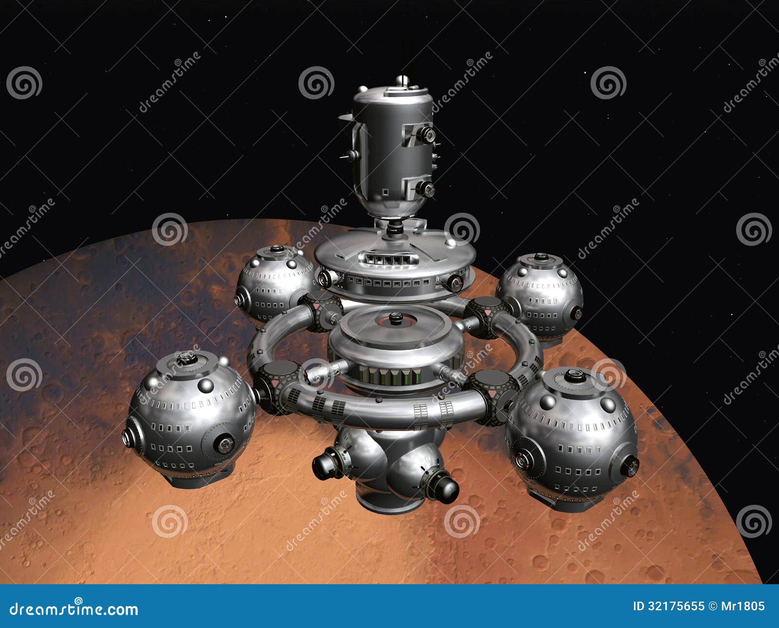 Mars with Space Station stock illustration. Illustration of mars - 32175655