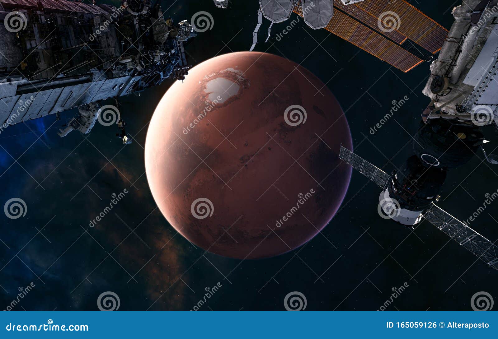 Mars, Space Stations, Solar System. Science Fiction Stock Photo - Image ...