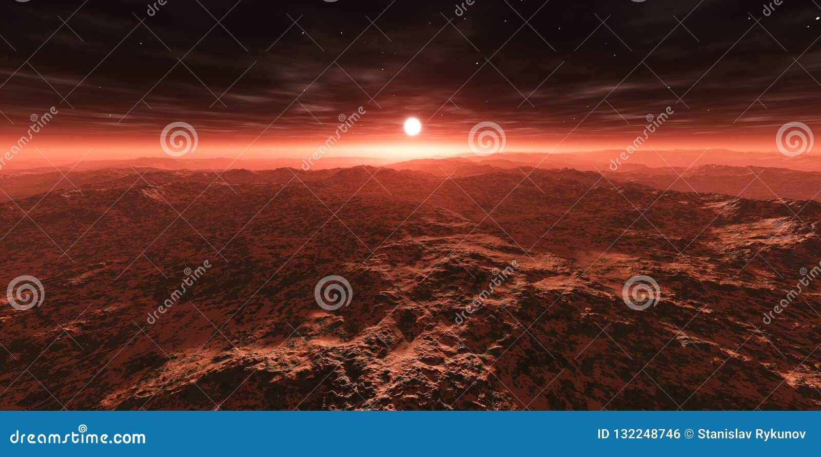 Mars at Sunset, the Surface of Mars Stock Illustration - Illustration ...