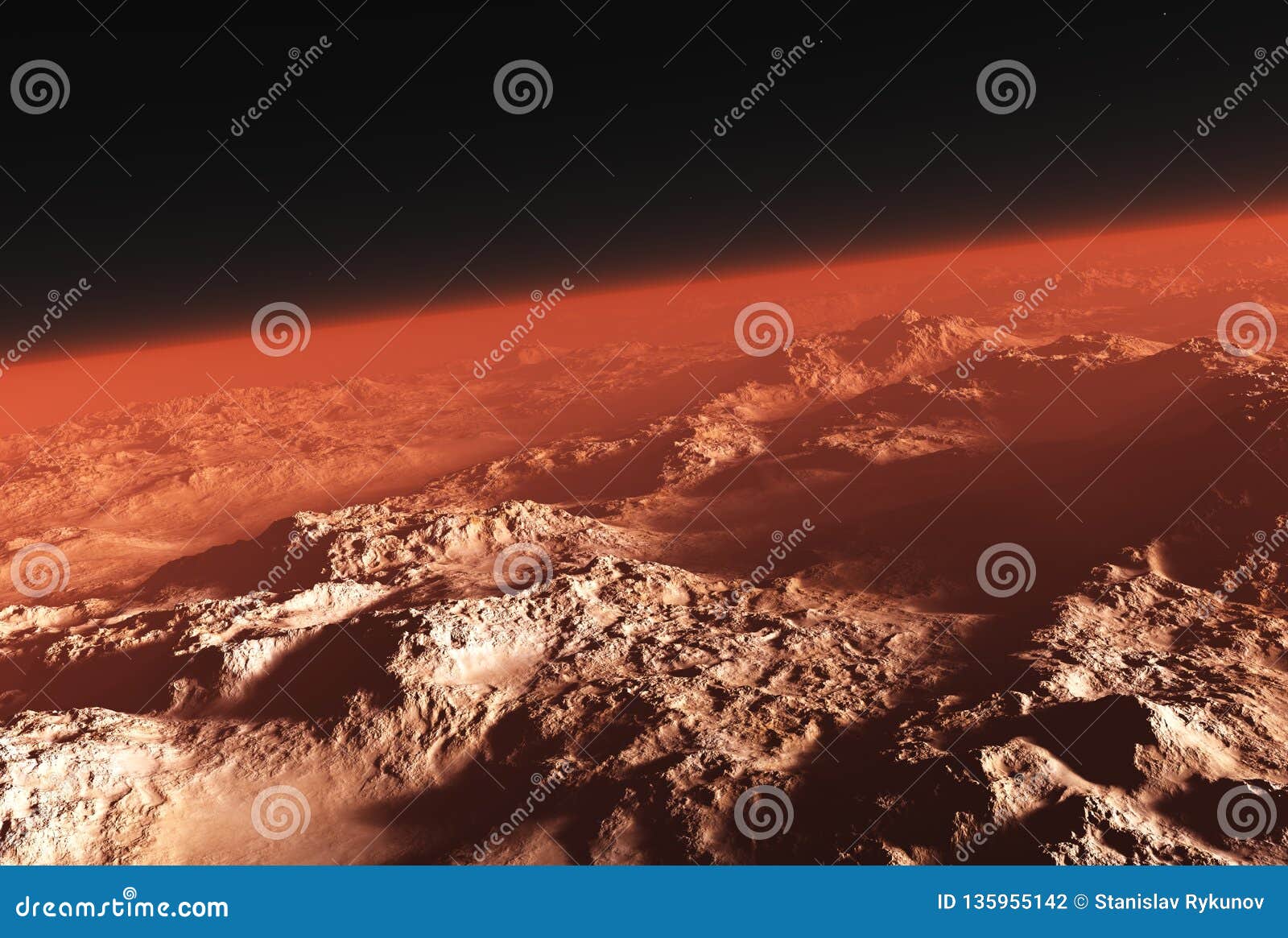 Mars at Sunset, the Surface of Mars Stock Illustration - Illustration ...