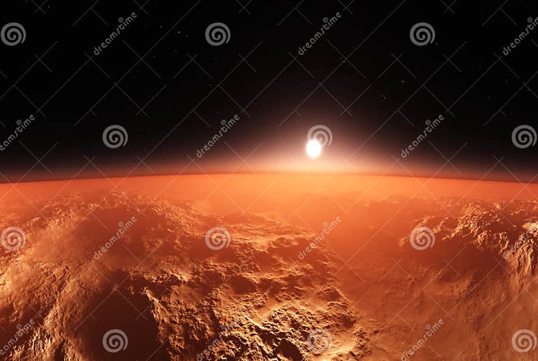 Mars at Sunset, the Surface of Mars Stock Illustration - Illustration ...