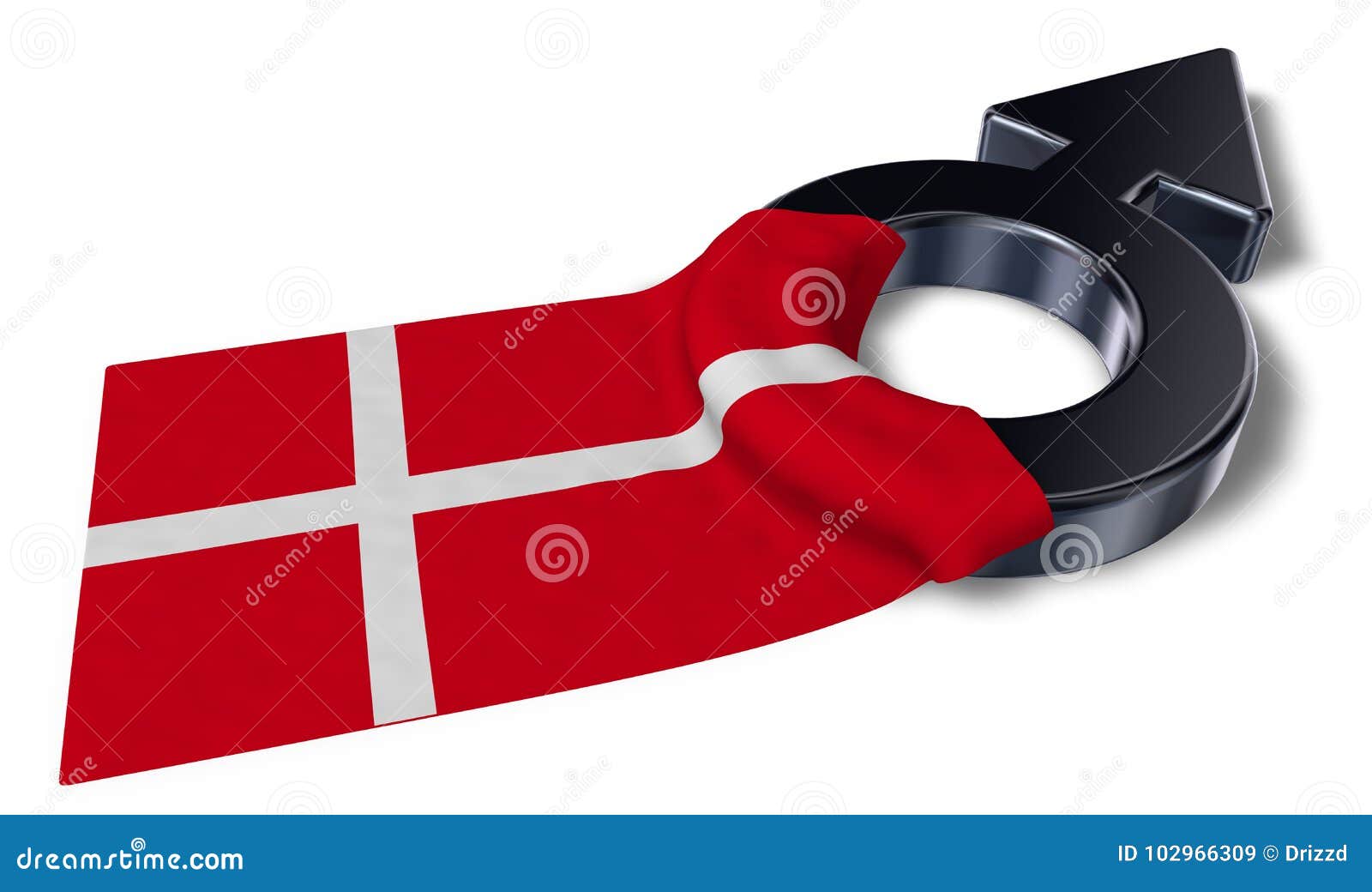 Mars Symbol and Flag of Denmark Stock Illustration - Illustration of ...