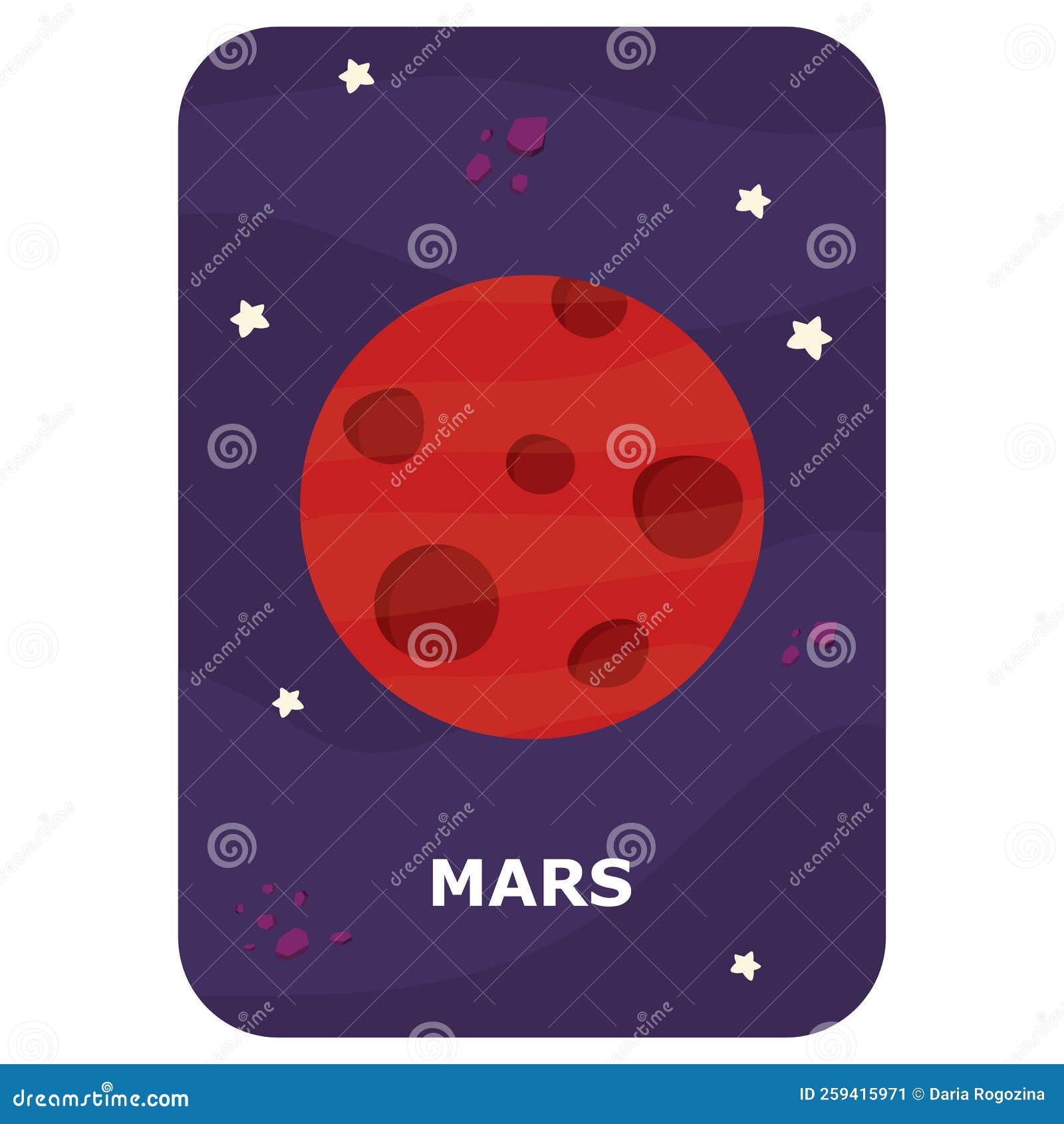 Mars. Vector Space Flash Card Stock Vector - Illustration of mars ...