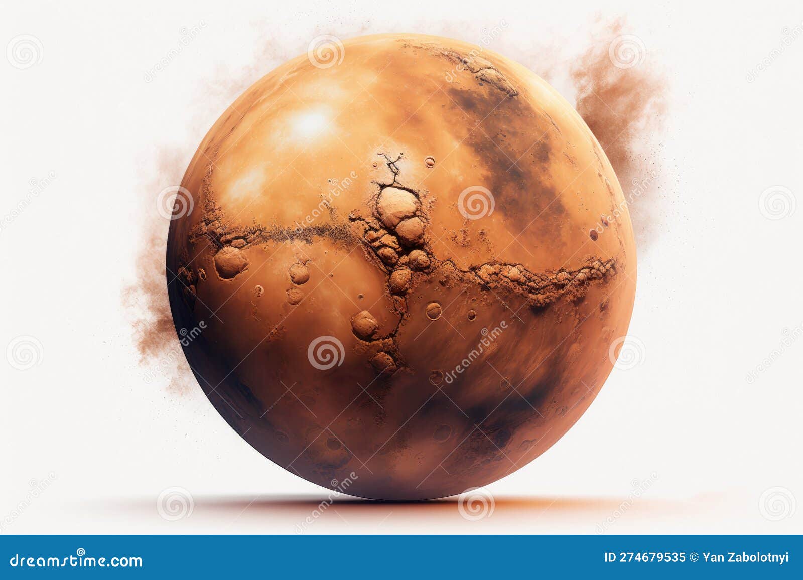 Mars on White Background Realistic. Generative AI Stock Illustration ...