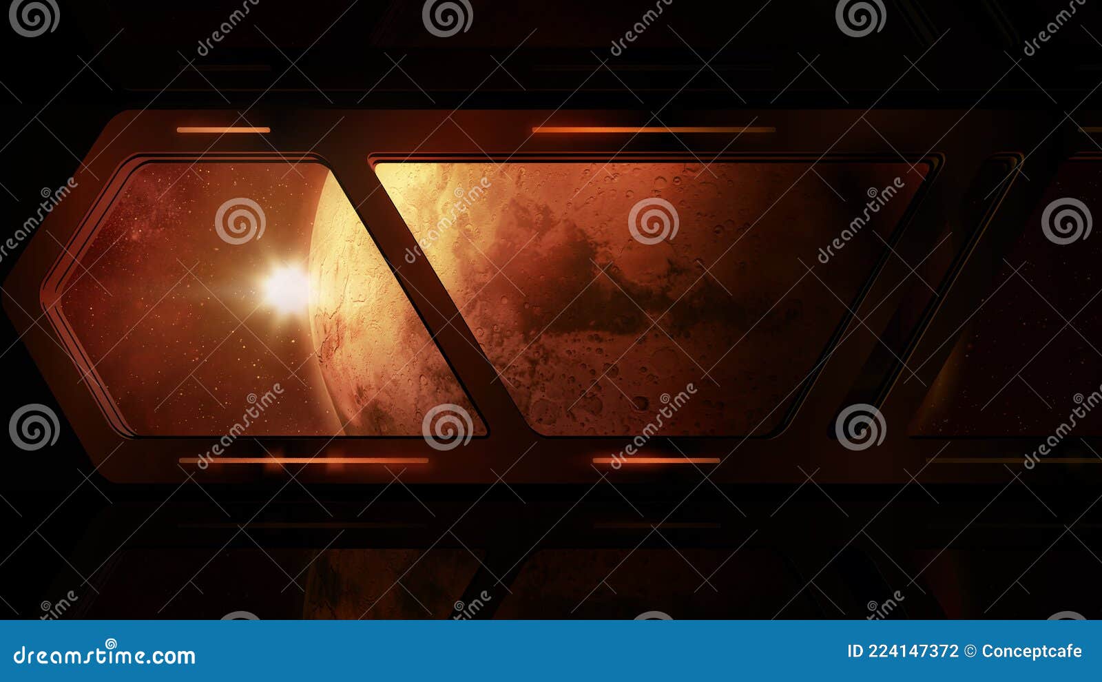 Mars from the Window of a Space Station. Stock Illustration ...