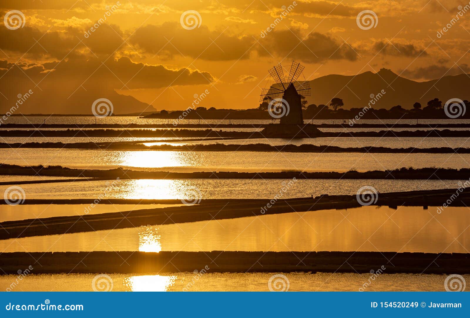 Marsala Salt Pans at Sunset, Sicily, Italy Stock Image - Image of ...