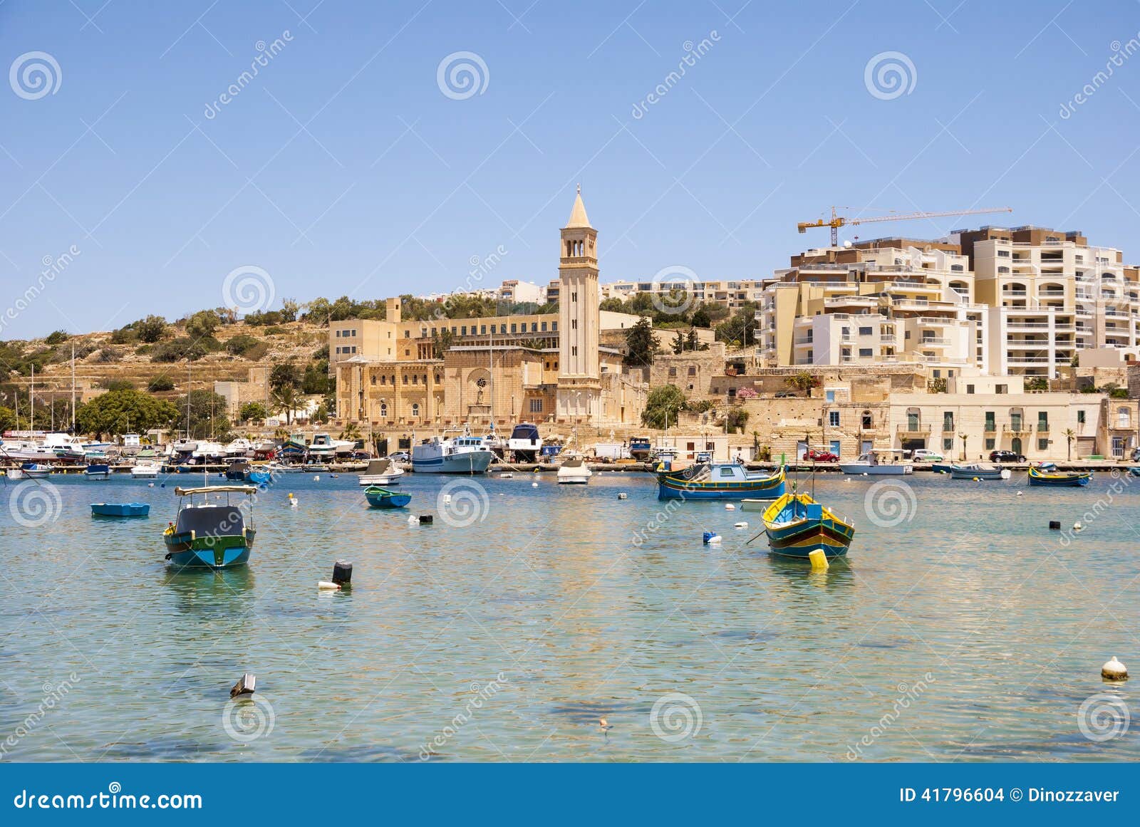 Marsaskala Bay with Boats, Malta Stock Photo - Image of traditional ...