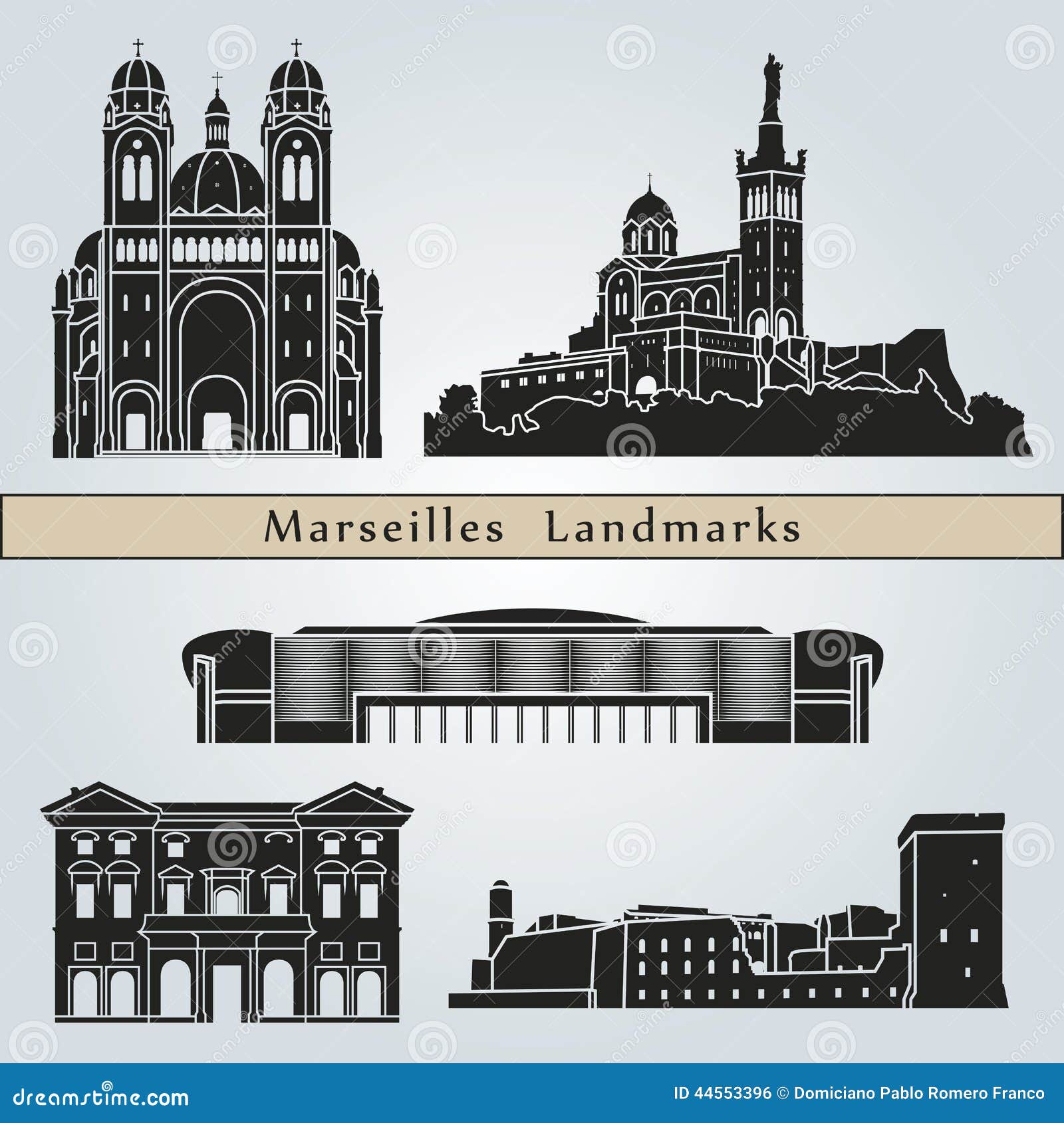 Marseille-Marksteine Und -monumente Vektor Abbildung - Illustration von ...
