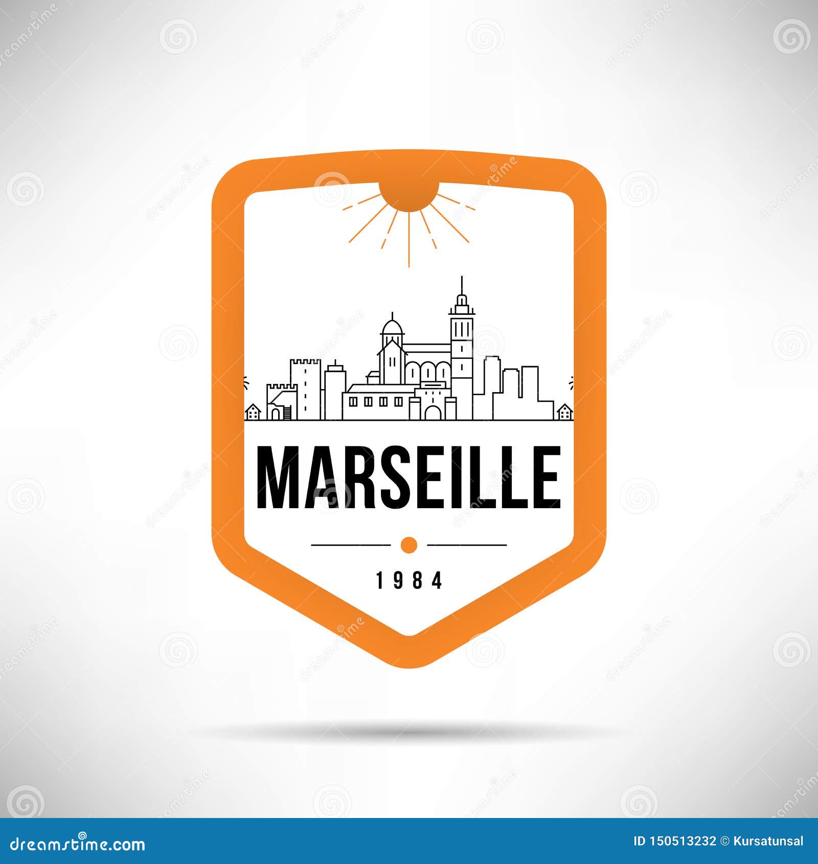 Marseille Modern Skyline Vector Template Stock Illustration ...