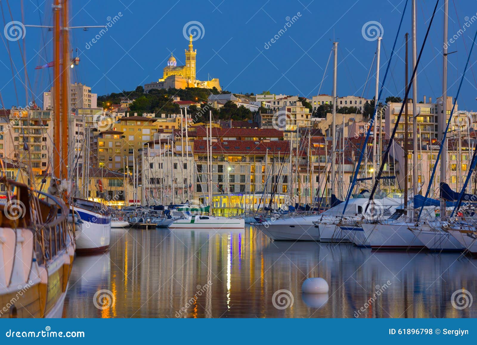 Marseille port at a night stock photo. Image of sailboat - 61896798