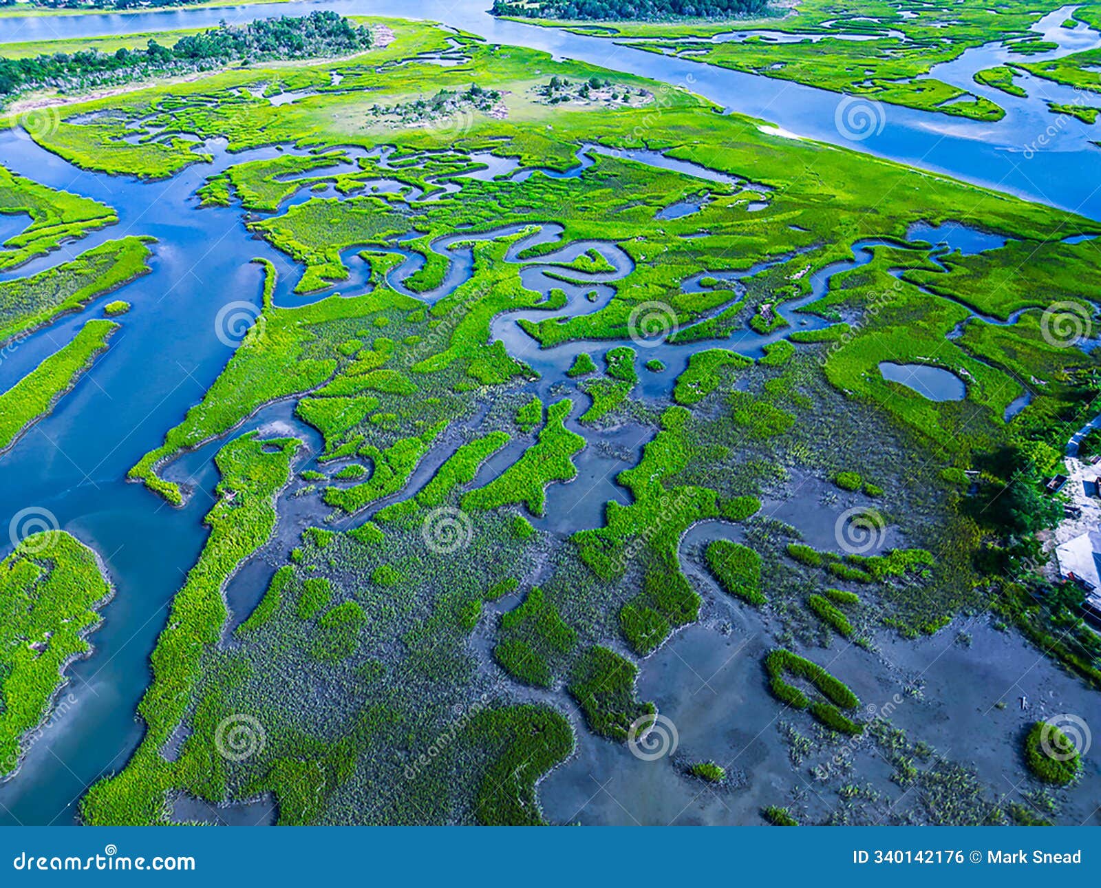 The Marsh from Above Looks Like a Map. Stock Photo - Image of sunset ...
