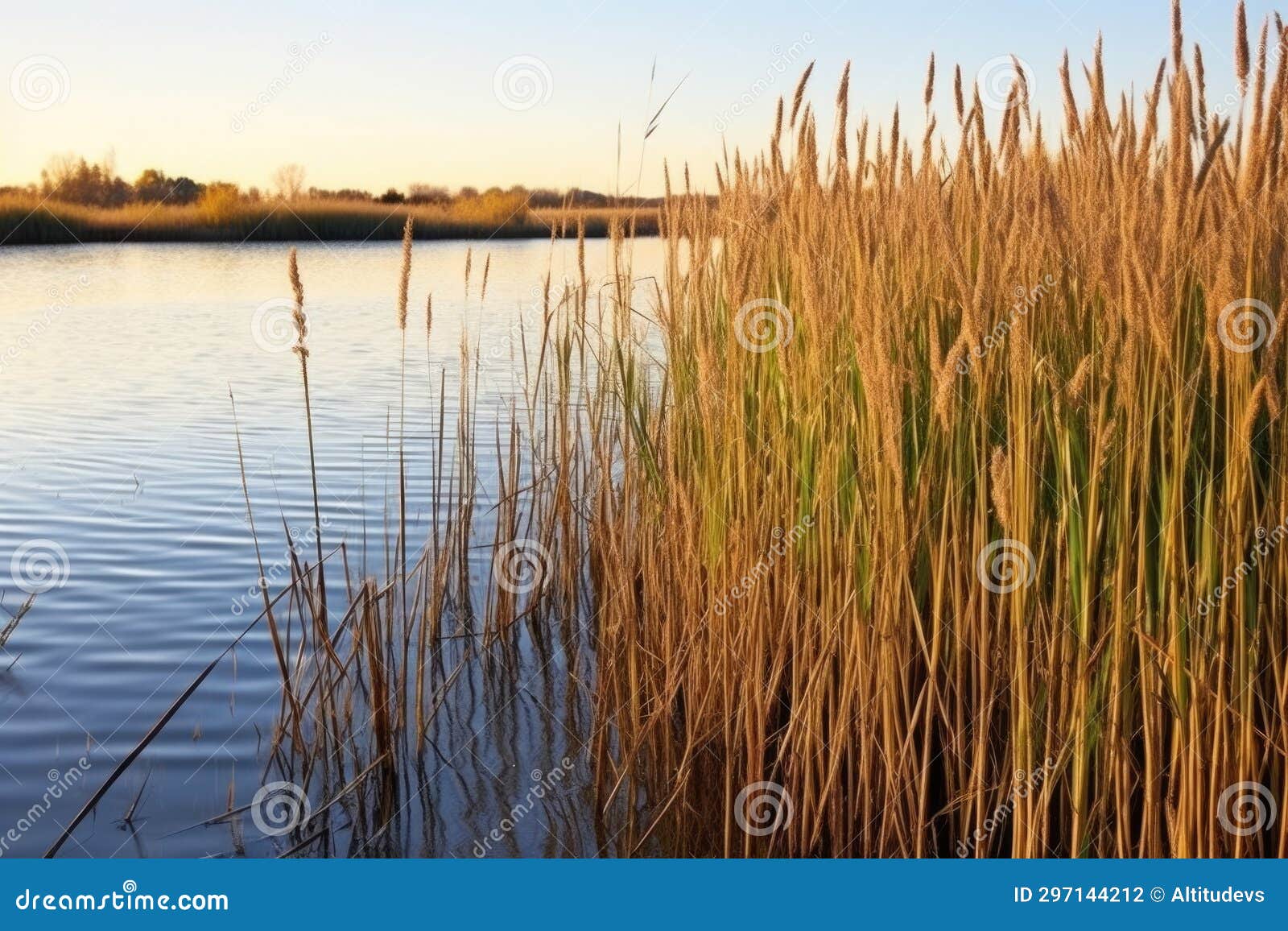 A Marsh with Dense Cattails at Waters Edge Stock Photo - Image of ...