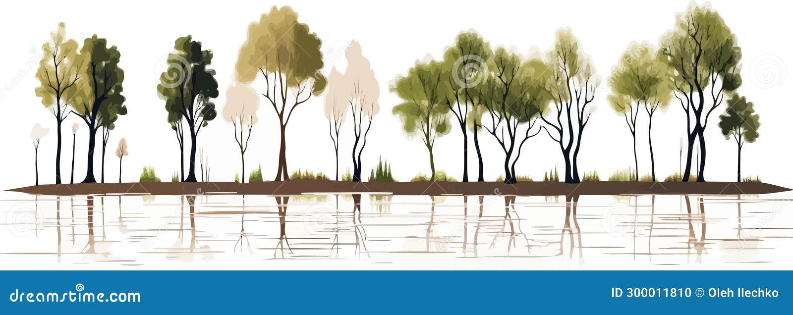 Marsh Trees Set Isolated Vector Style Illustration Stock Vector ...