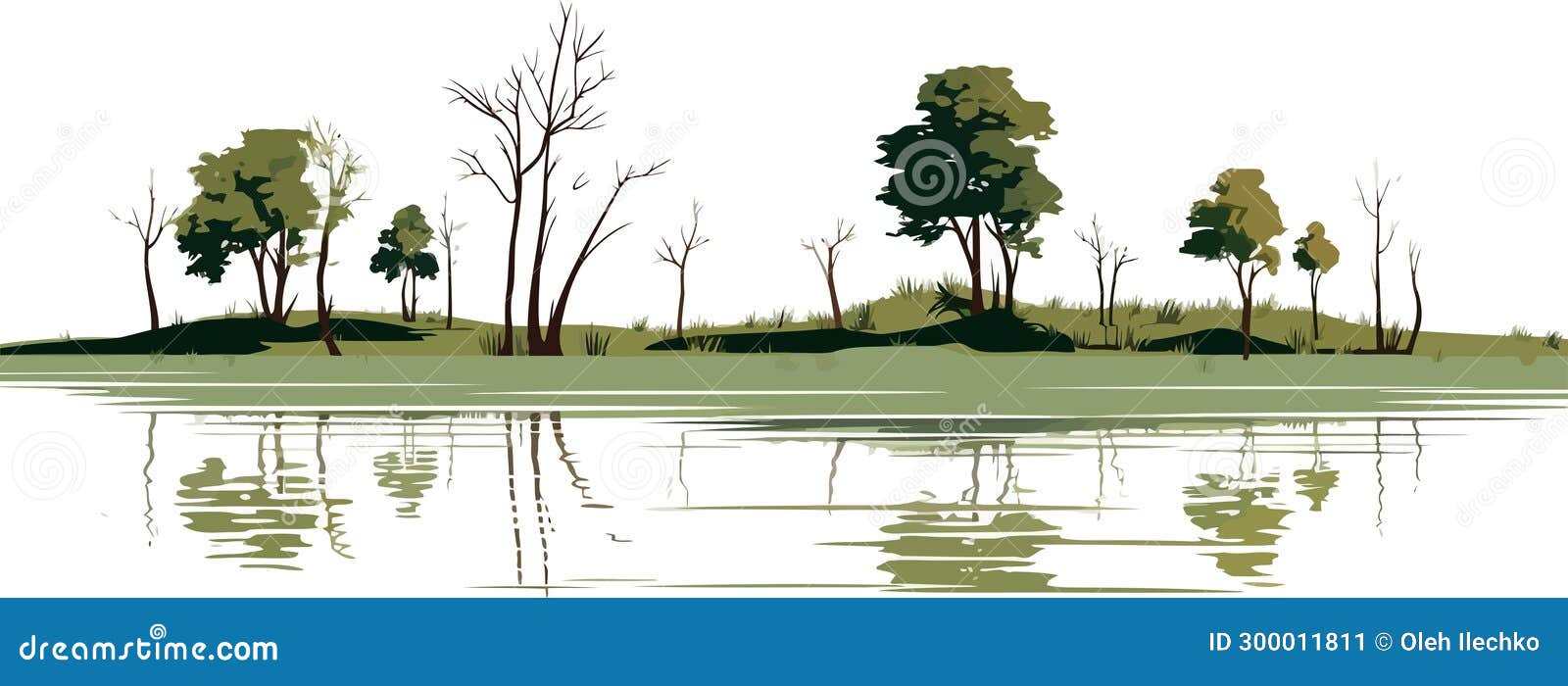 Marsh Trees Set Isolated Vector Style Illustration Stock Vector ...