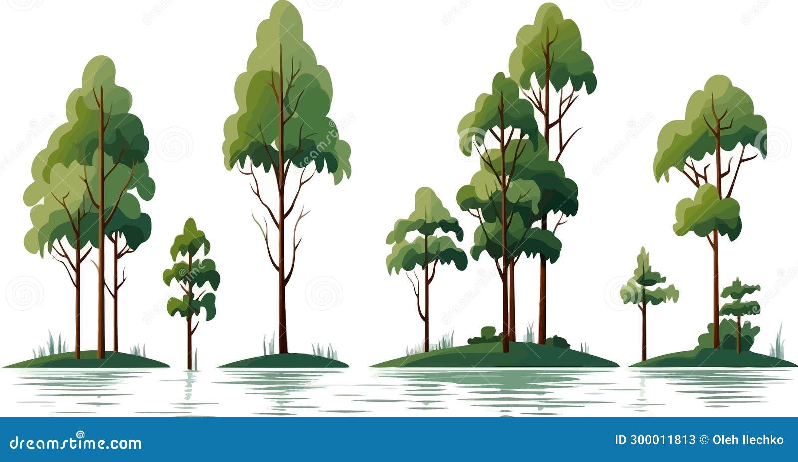 Marsh Trees Set Isolated Vector Style Illustration Stock Vector ...