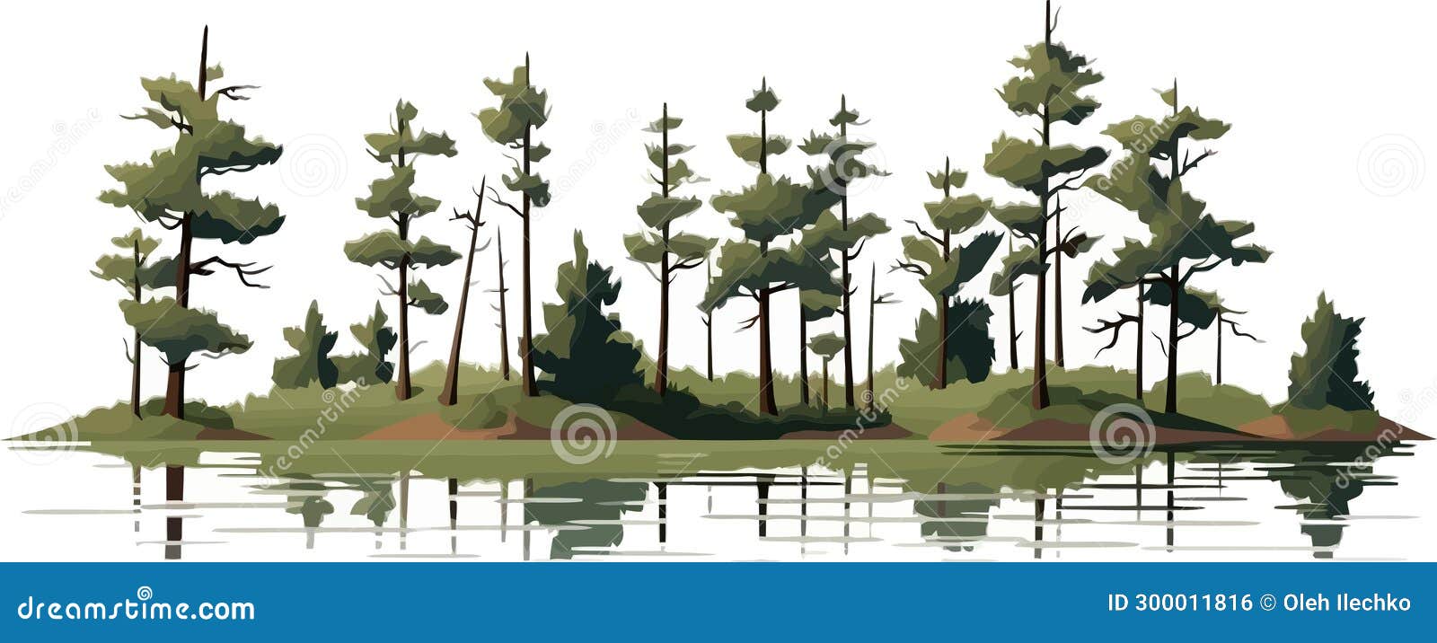 Marsh Trees Set Isolated Vector Style Illustration Stock Vector ...