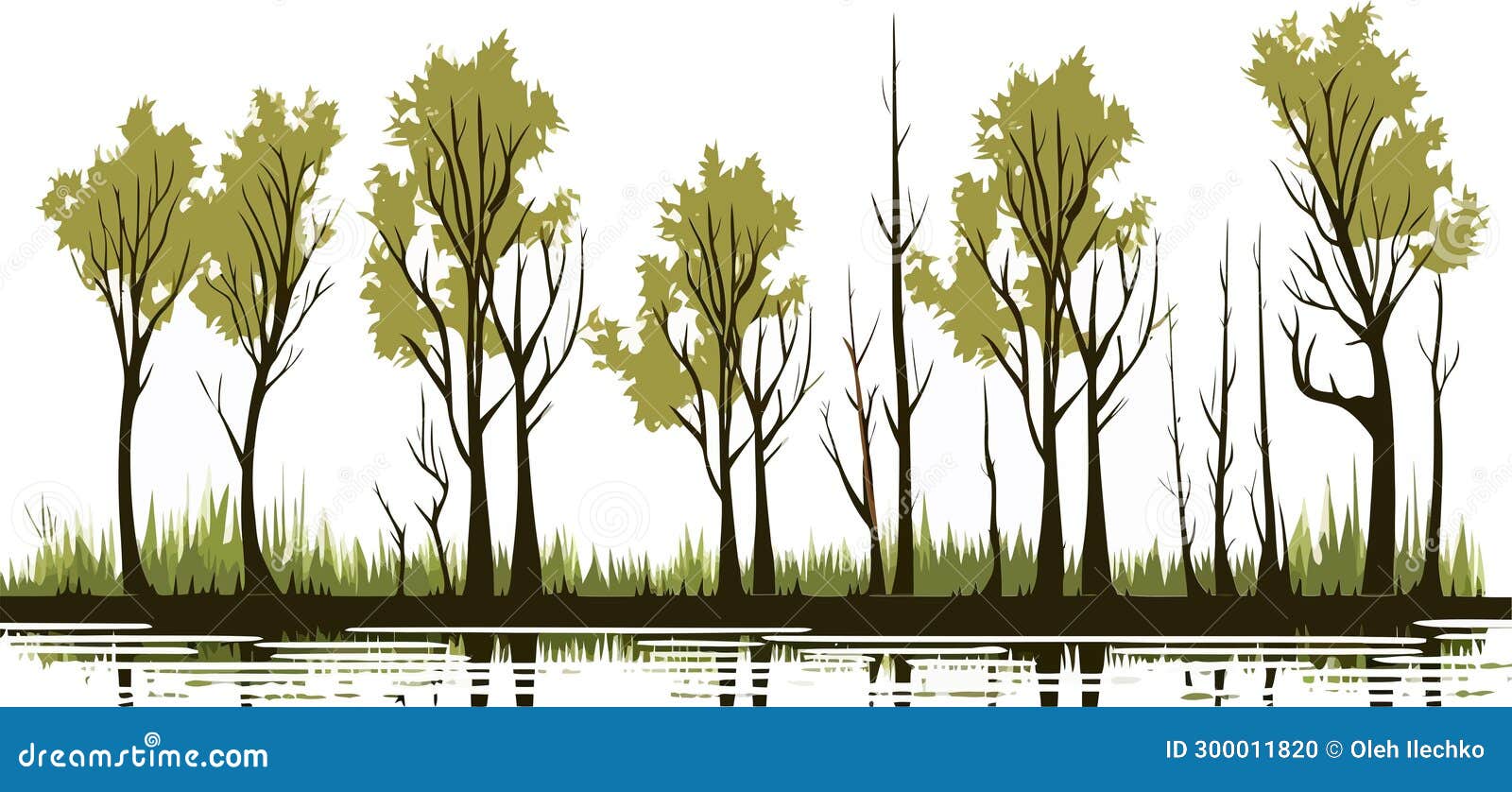 Marsh Trees Set Isolated Vector Style Illustration Stock Vector ...