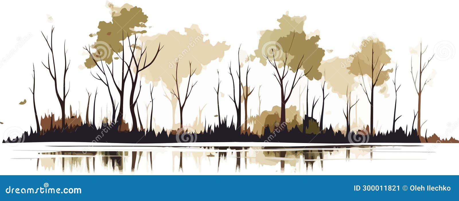 Marsh Trees Set Isolated Vector Style Illustration Stock Vector ...