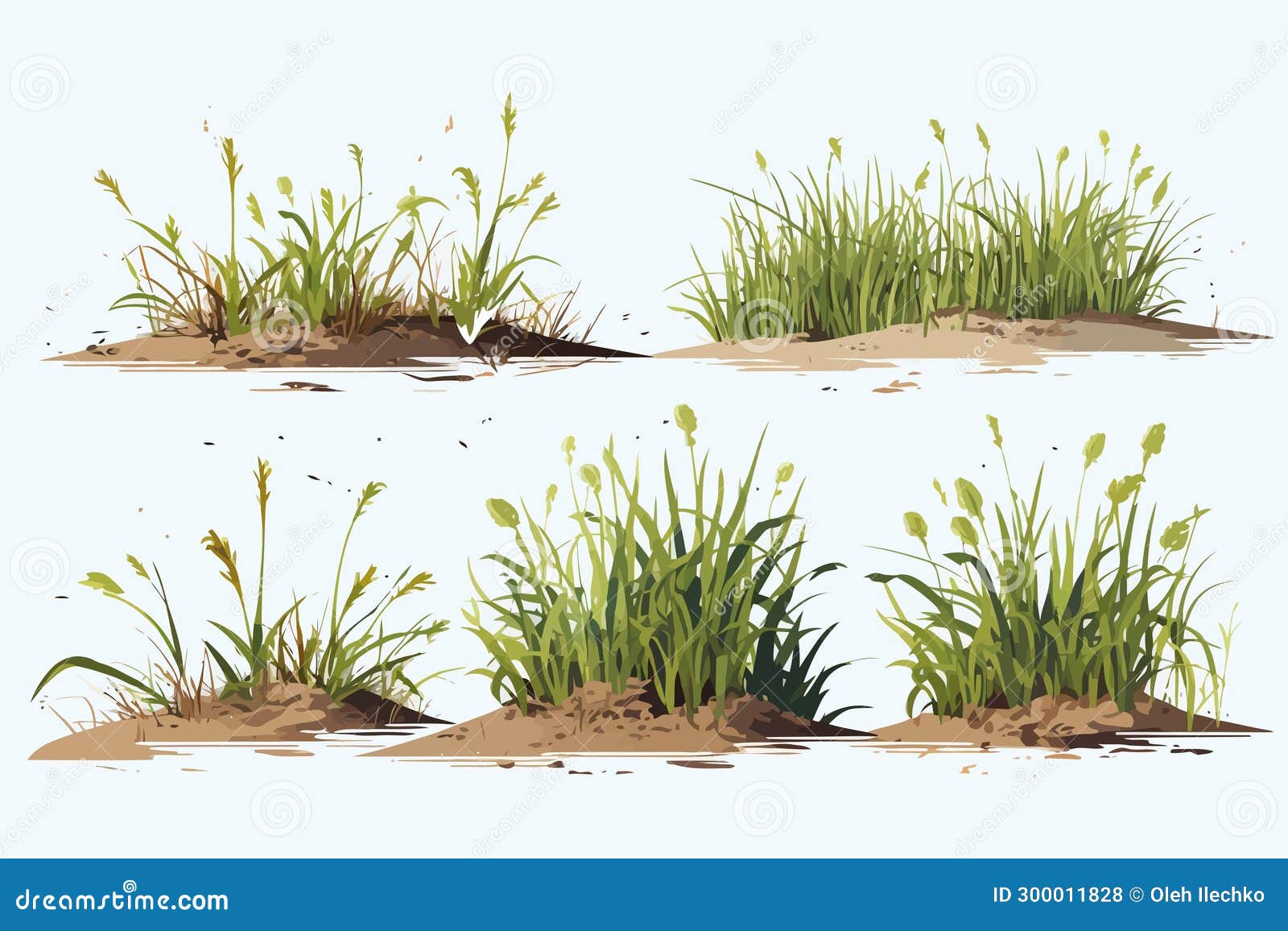 Marsh Vegetation Set Isolated Vector Style Illustration Stock Vector ...