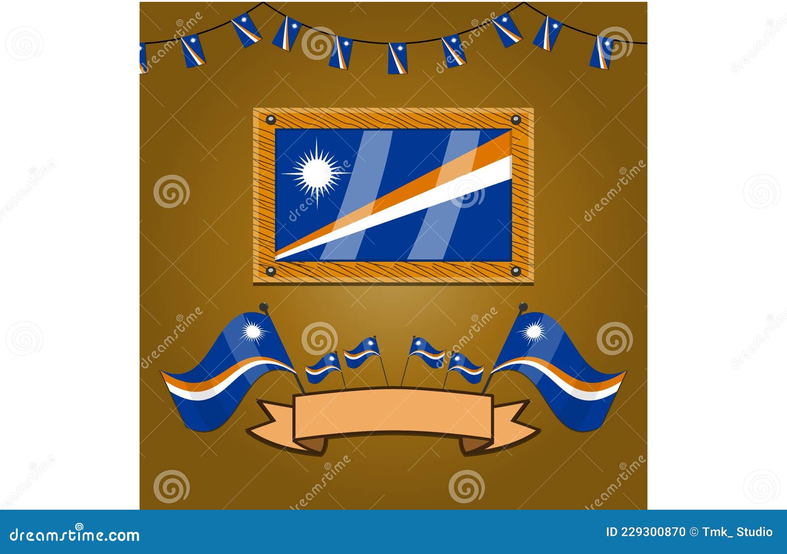 Marshall Flags on Frame Wood, Label Stock Vector - Illustration of ...