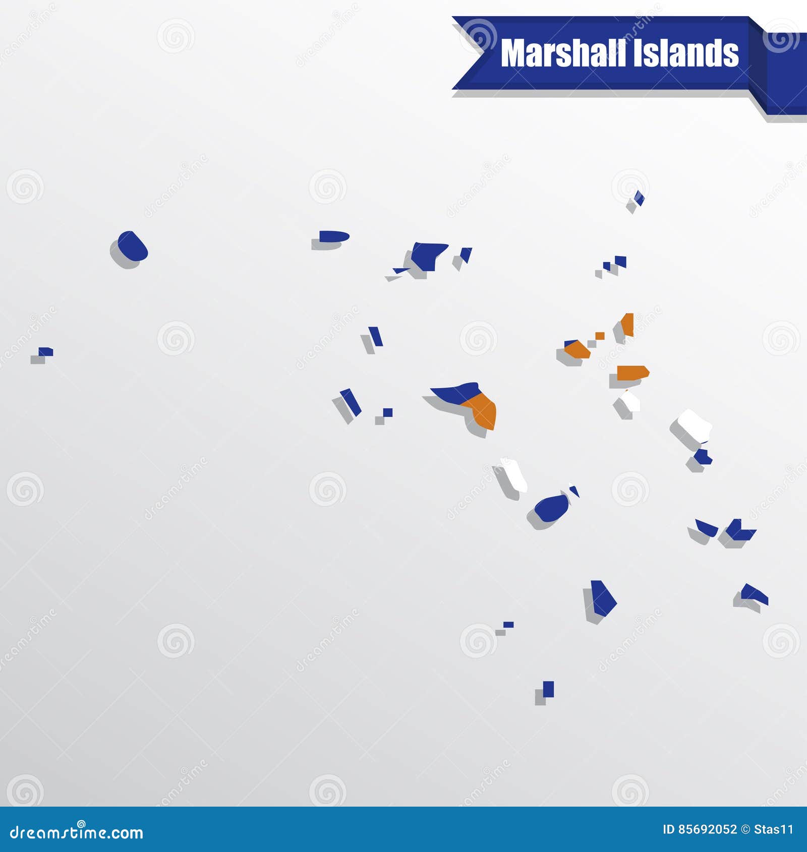 Marshall Islands Map with Flag Inside and Ribbon Stock Illustration ...