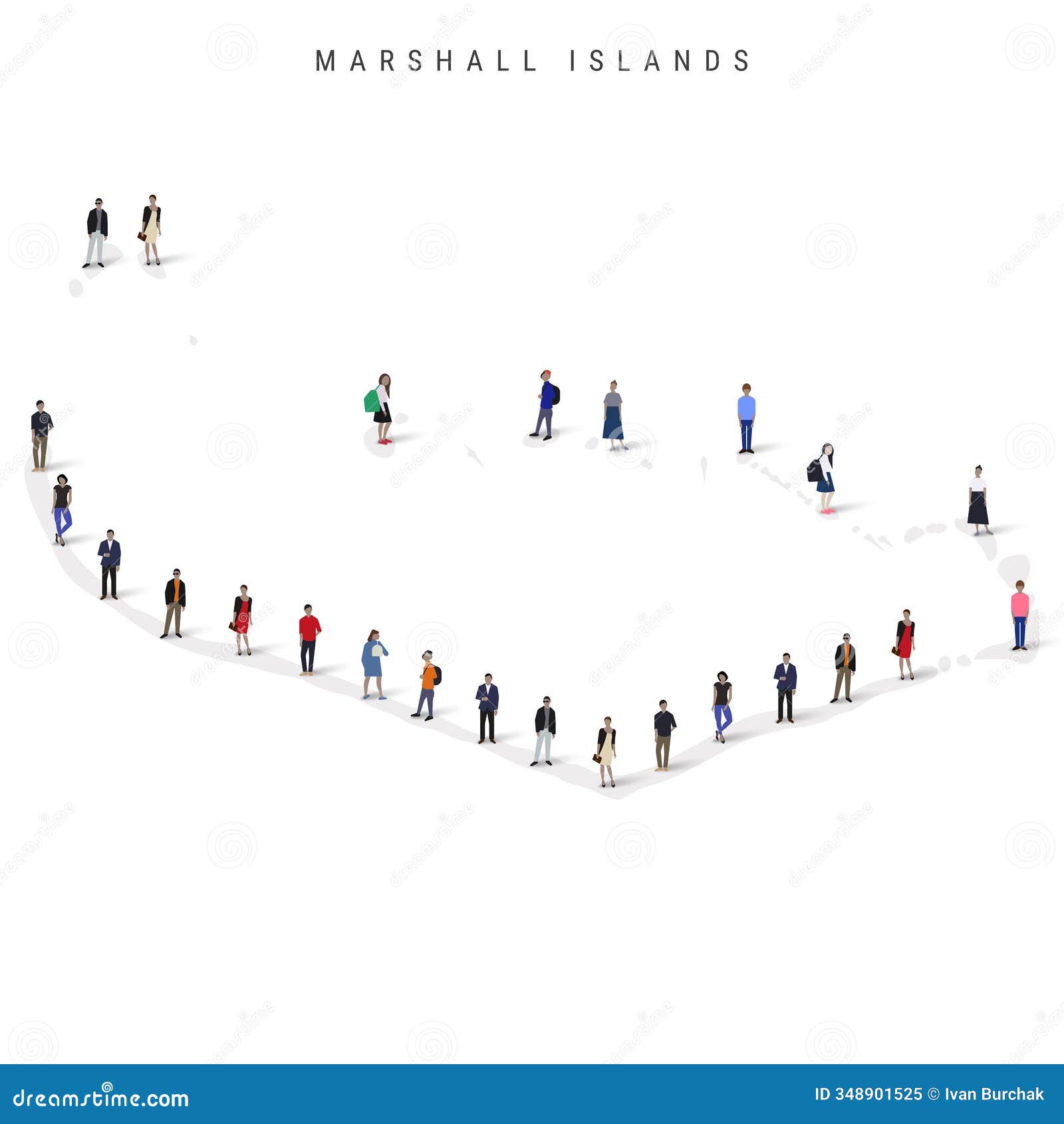 Marshall Islands Population Map. Large Group of People in a Shape of ...