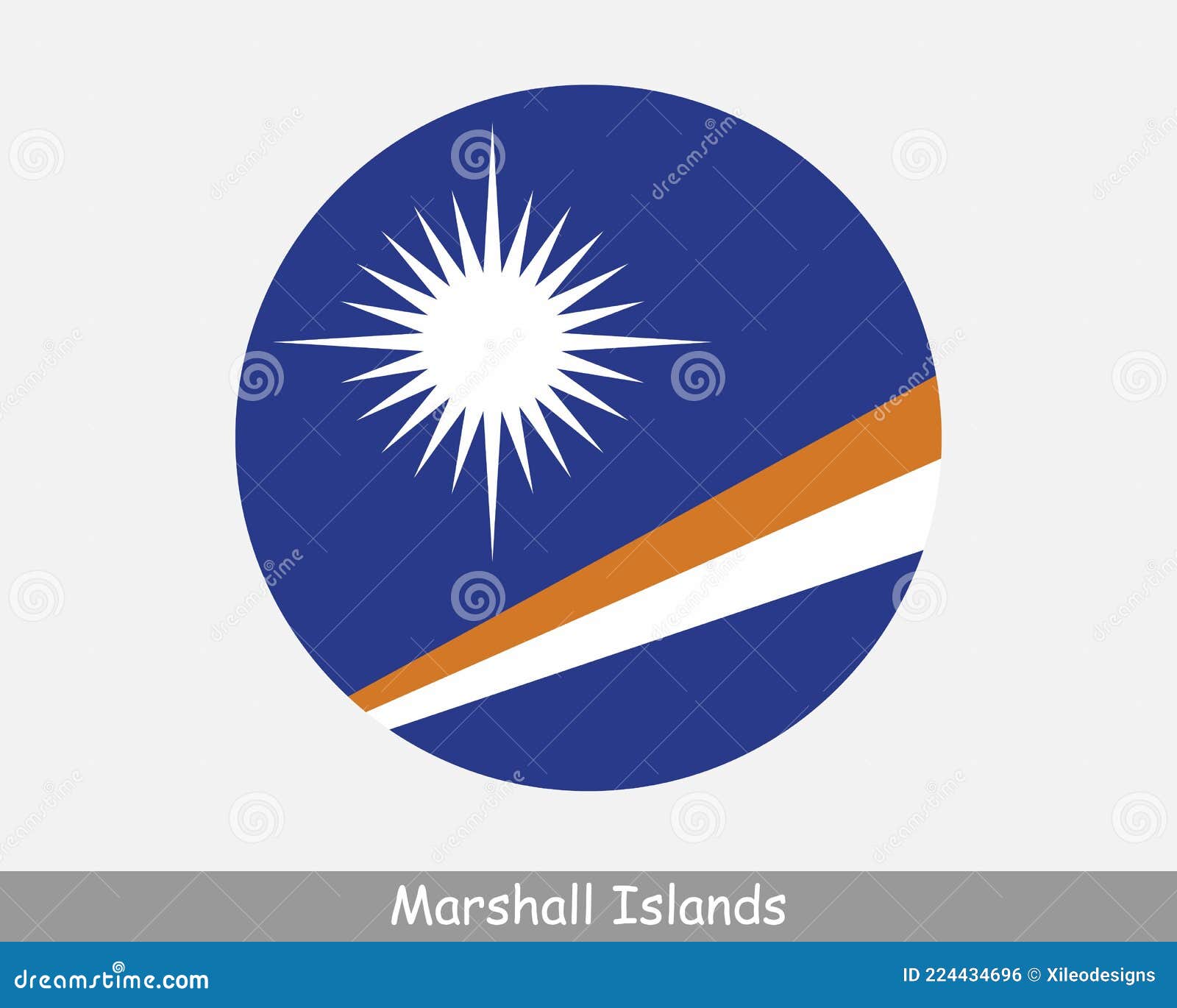 Marshall Islands Round Circle Flag. Marshallese Circular Button Banner ...
